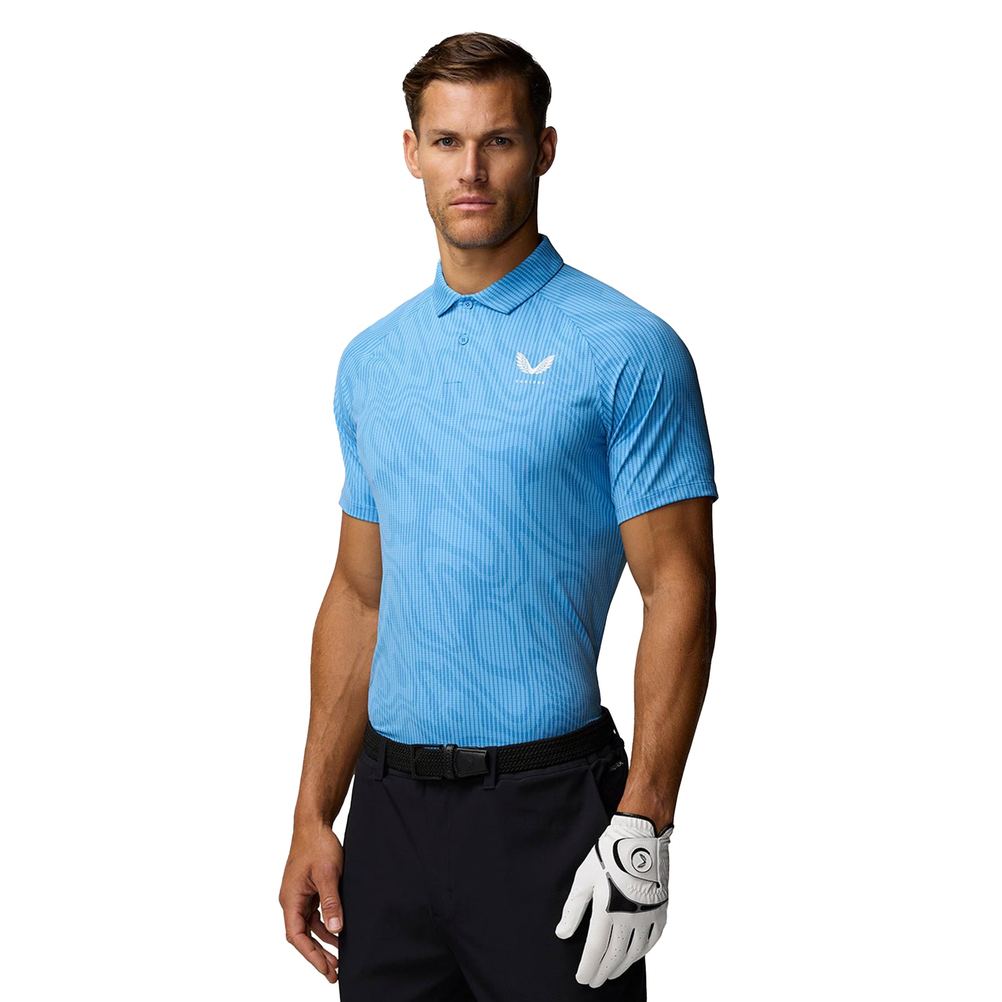 Castore Golf Club Glow Printed Polo Shirt - Cool Blue/White 041 ...