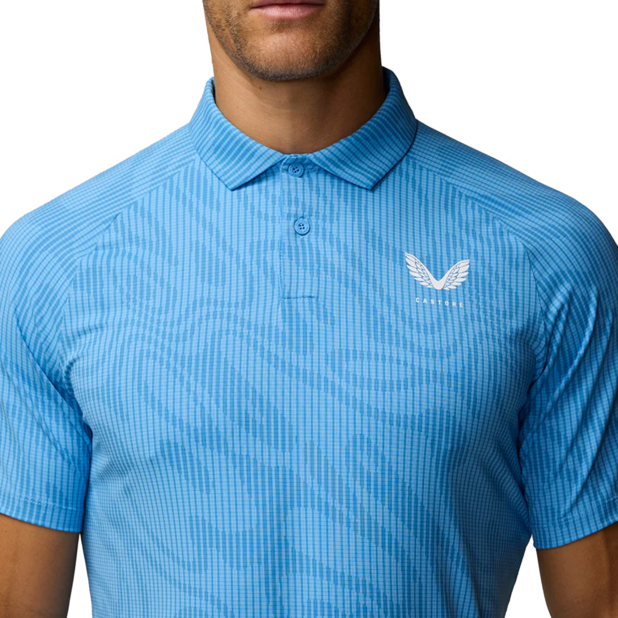Castore Golf Club Glow Printed Polo Shirt - Cool Blue/White 041 ...