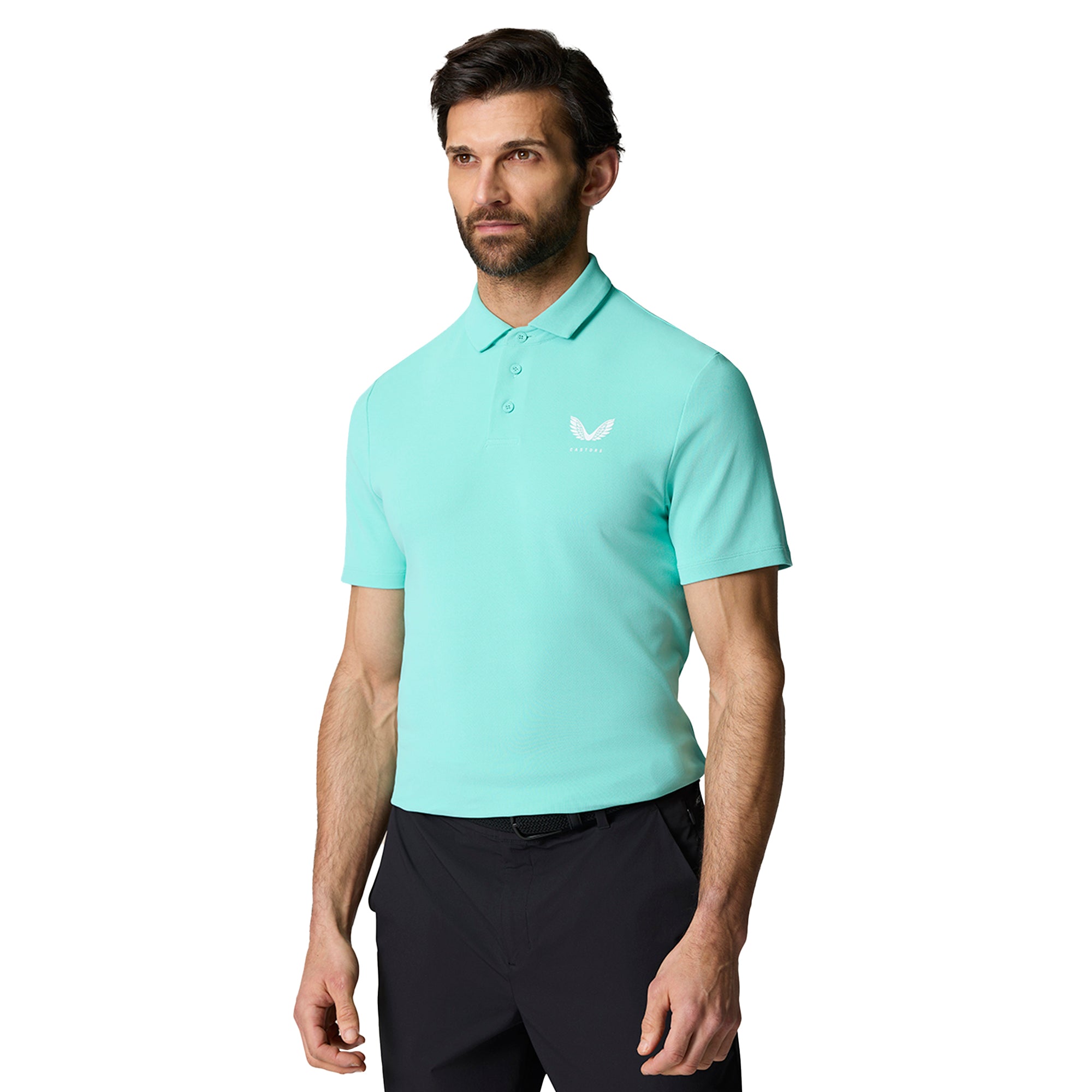 Castore Golf Essential Polo Shirt - Light Aqua White 041 - GMC30689-041 ...