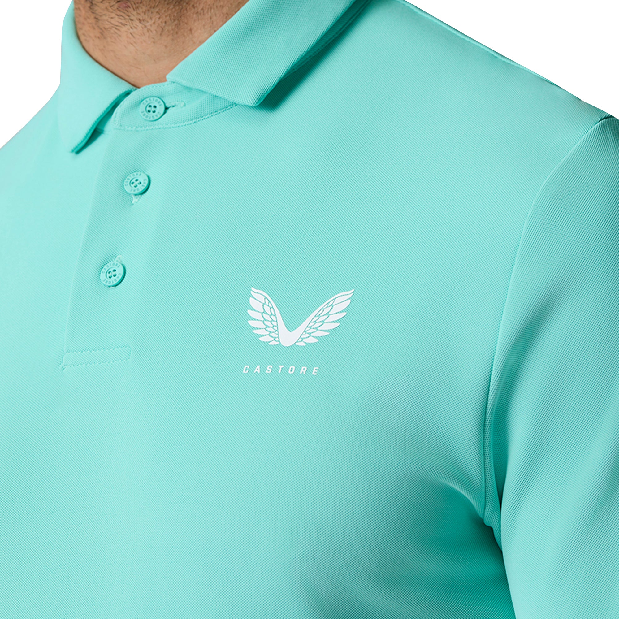 Castore Golf Essential Polo Shirt - Light Aqua White 041 - GMC30689-041 ...