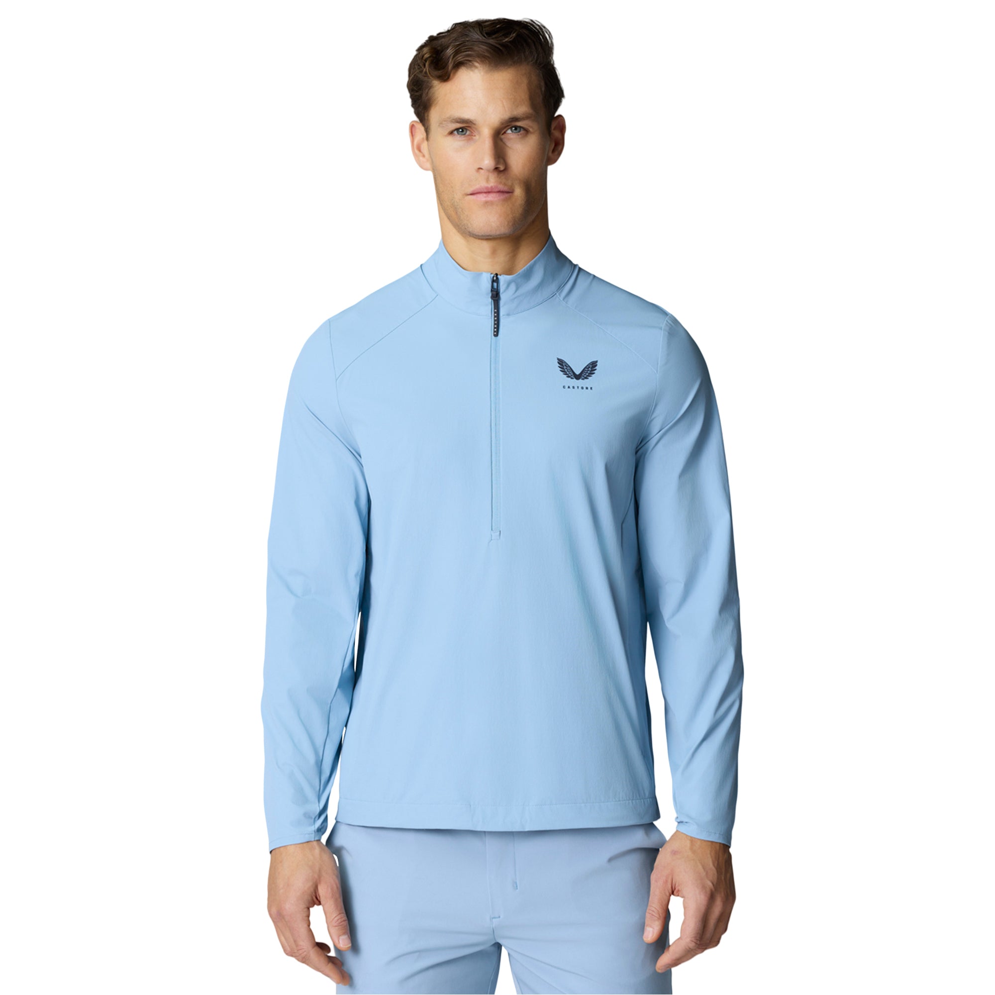 Castore Golf Flex Woven 1/2 Zip Midlayer - Sky Blue/Midnight Navy 033 ...