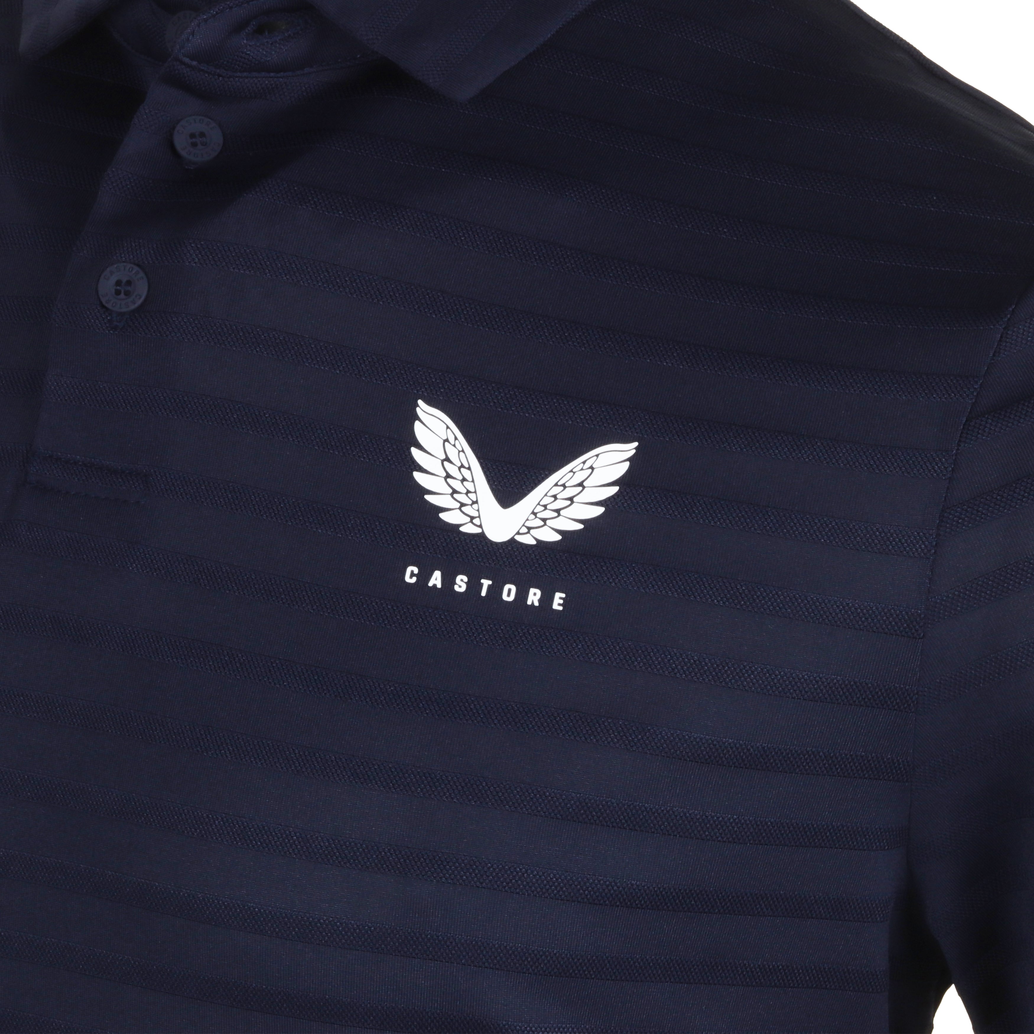 Castore Golf Textured Pique Stripe Polo Shirt - Midnight Navy 021 ...