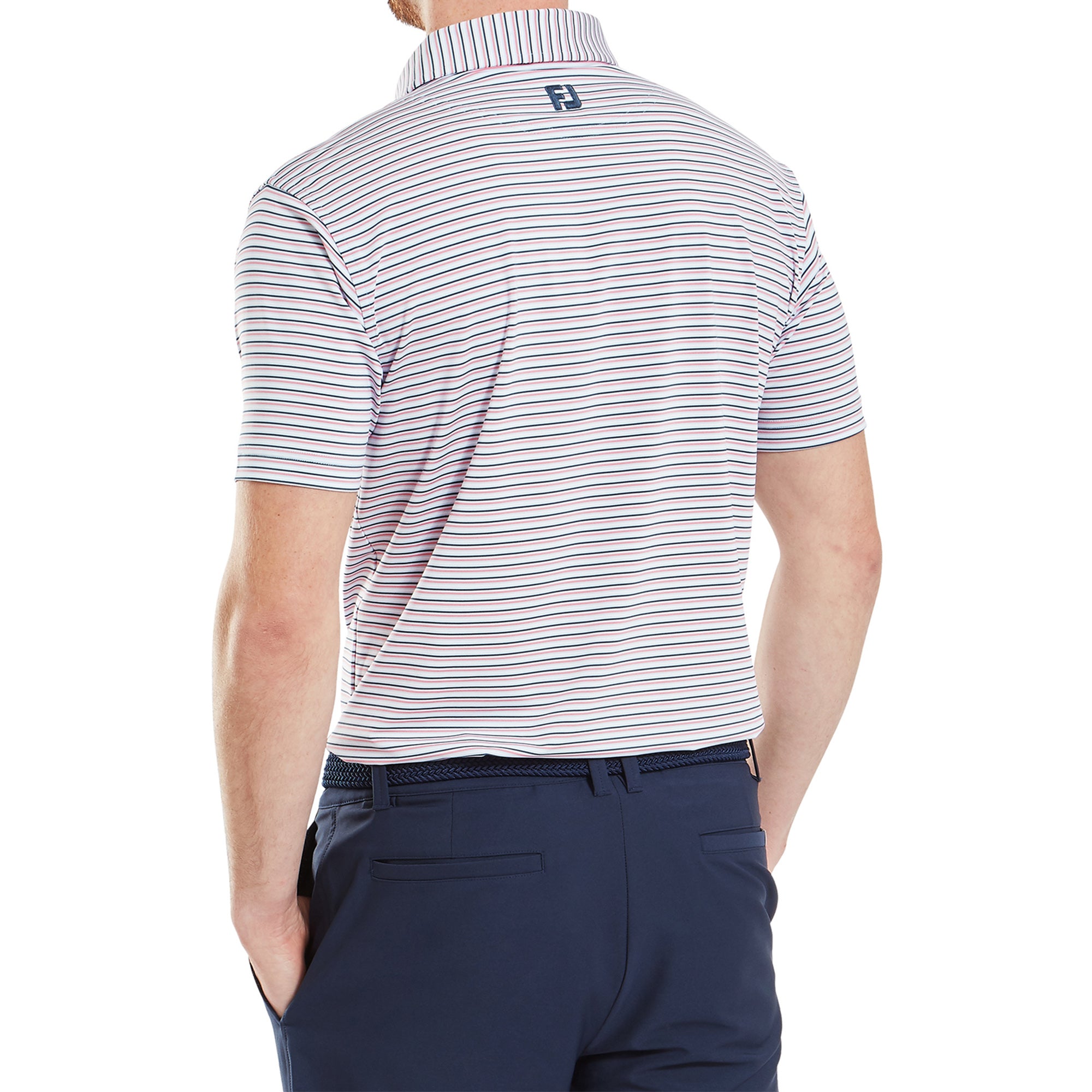 FootJoy Balance Stripe Lisle Golf Shirt - Skyway/Dark Denim - 34025 ...