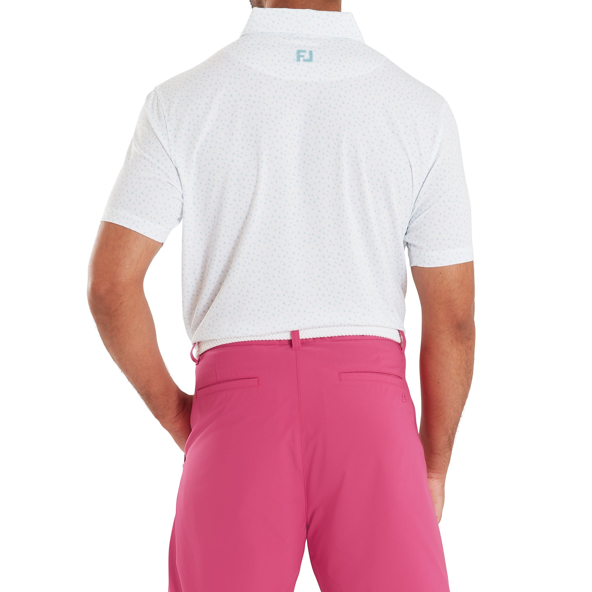FootJoy Bird Print Lisle Golf Shirt - White/Air Blue - 37797 ...