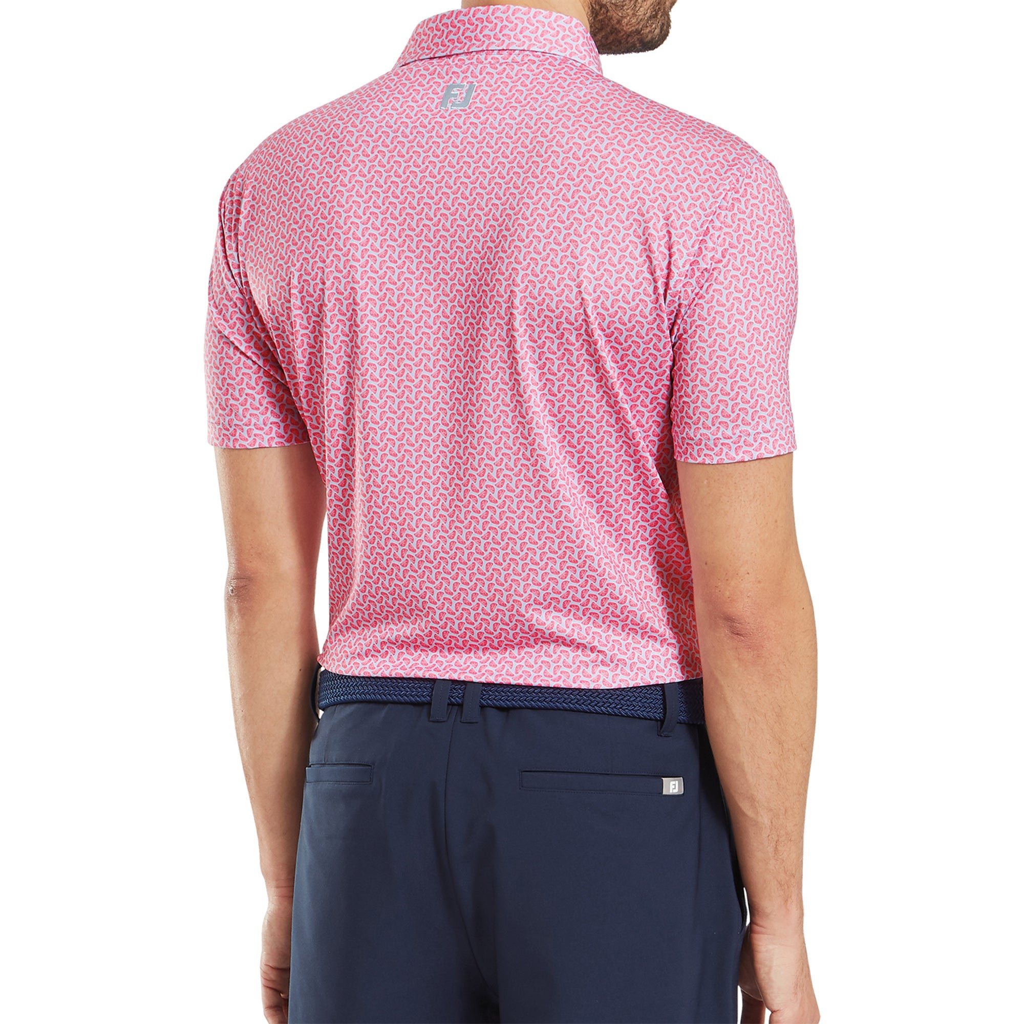 FootJoy Citrus Print Lisle Golf Shirt - Pink Lemonade/Skyway - 34043 ...