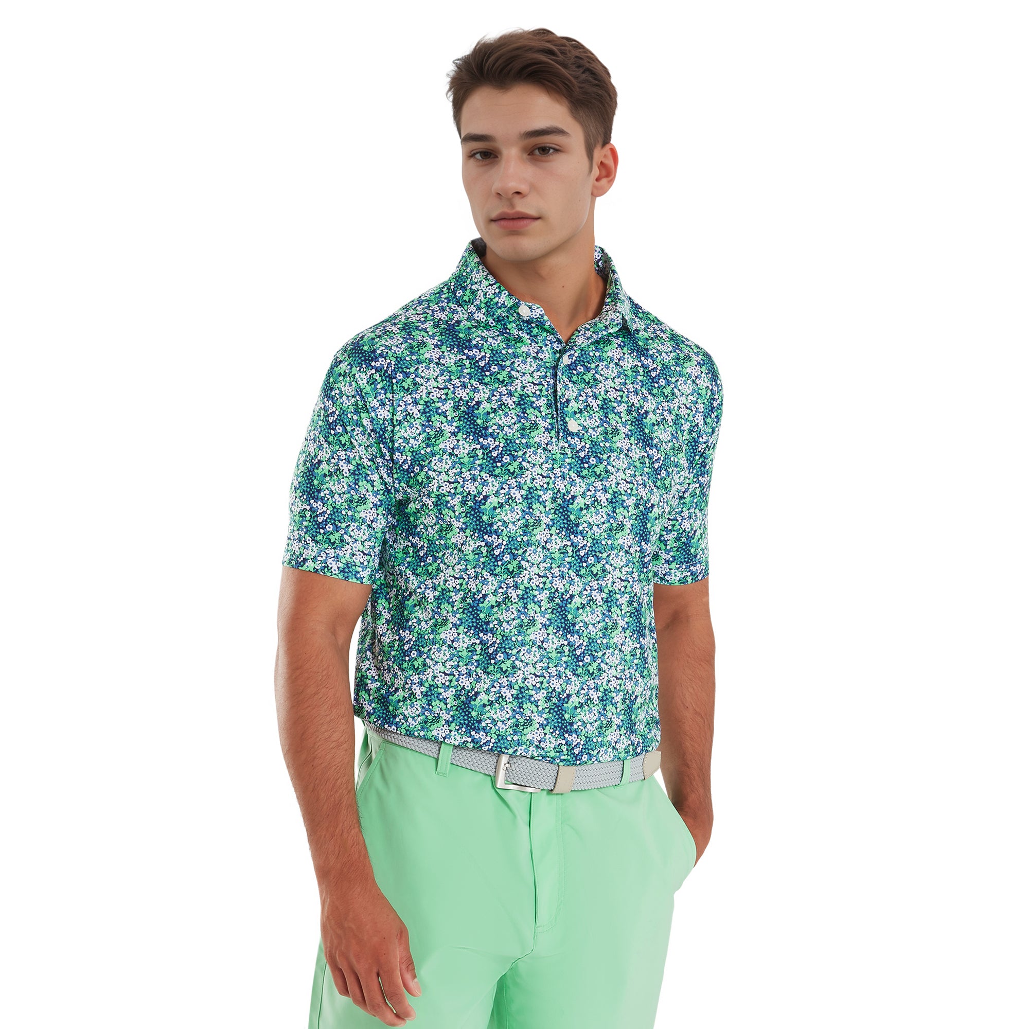 FootJoy Garden Print Lisle Golf Shirt - Navy - 37795 - Function18 ...