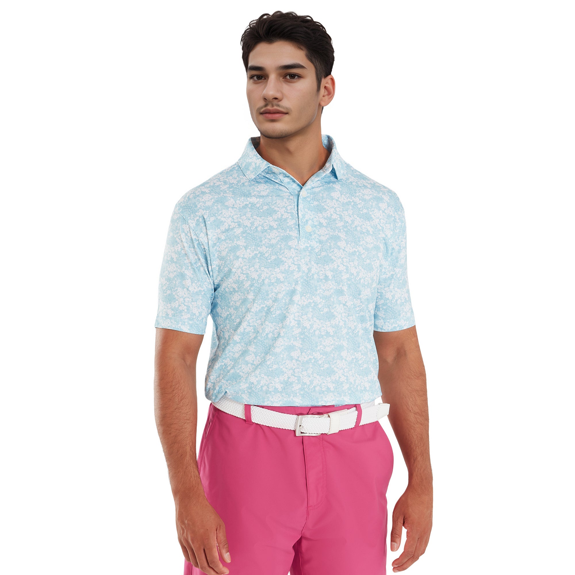 FootJoy Garden Print Lisle Golf Shirt - Air Blue - 37794 - Function18 ...