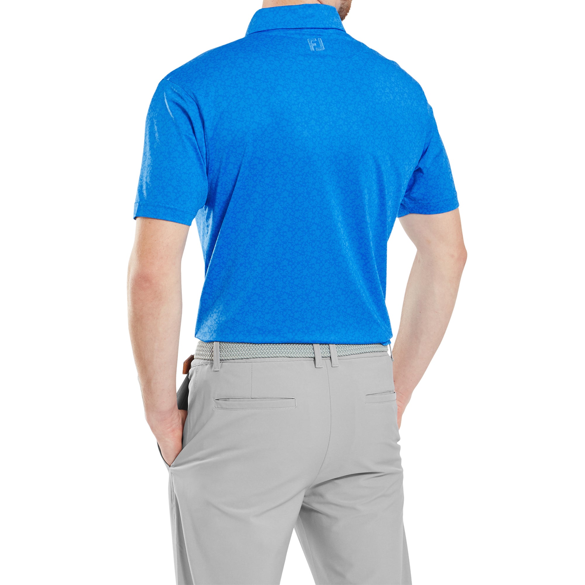 FootJoy Painted Floral Lisle Golf Shirt - Cobalt - 34129 - Function18