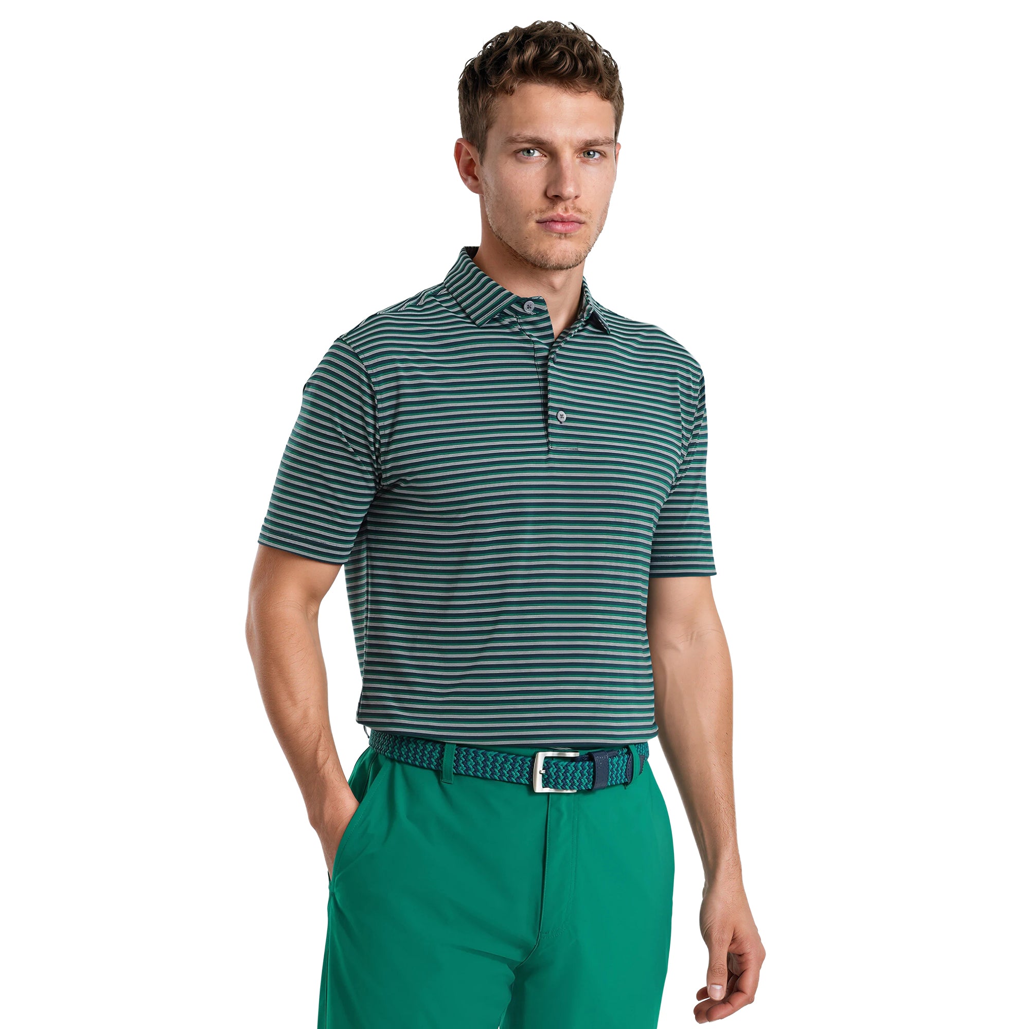 FootJoy Shadow Stripe Lisle Golf Shirt - Navy - 39271 - Function18