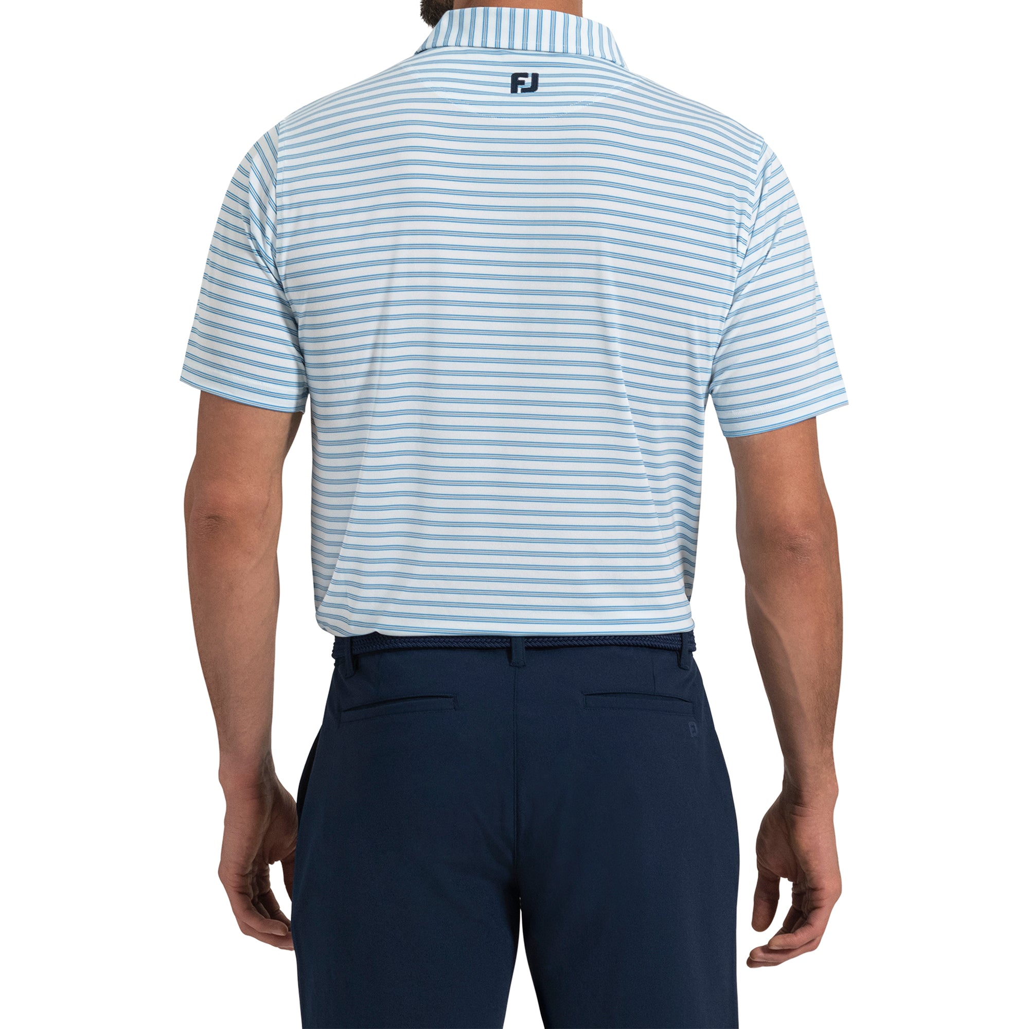 FootJoy The Open Stripe Lisle Golf Shirt - Blue/White - 38879 ...