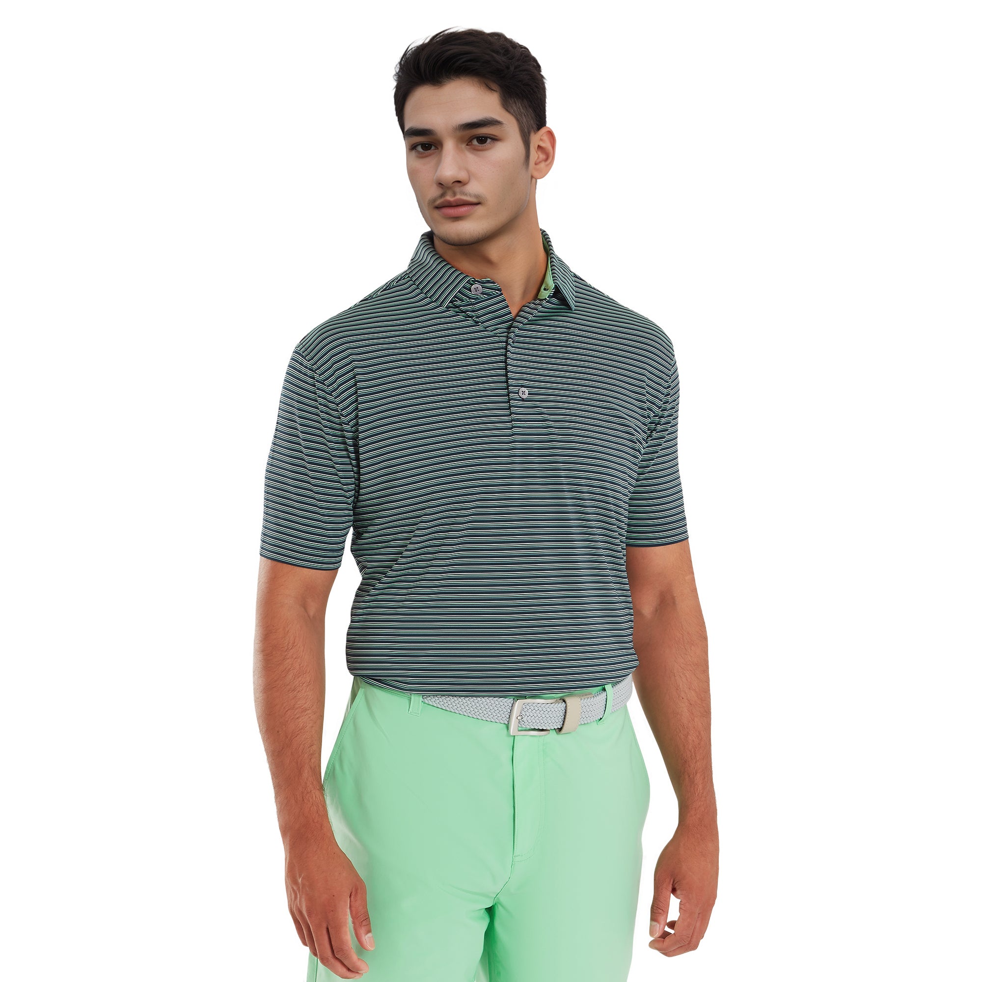 FootJoy Triple Pinstripe Lisle Golf Shirt - Navy - 37791 - Function18 ...