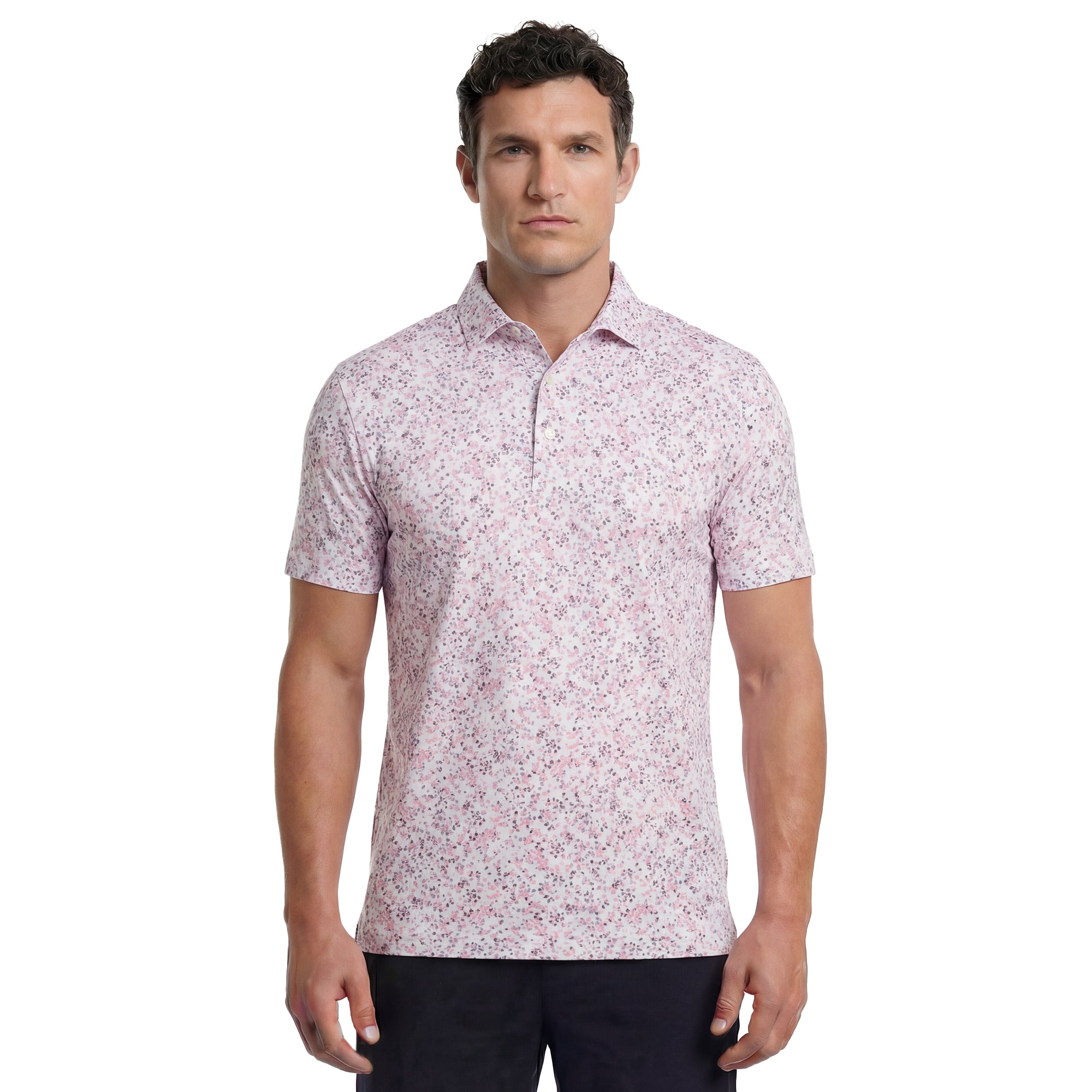 FootJoy Watercolour Floral Print Lisle Golf Shirt - White/Pink Pop ...