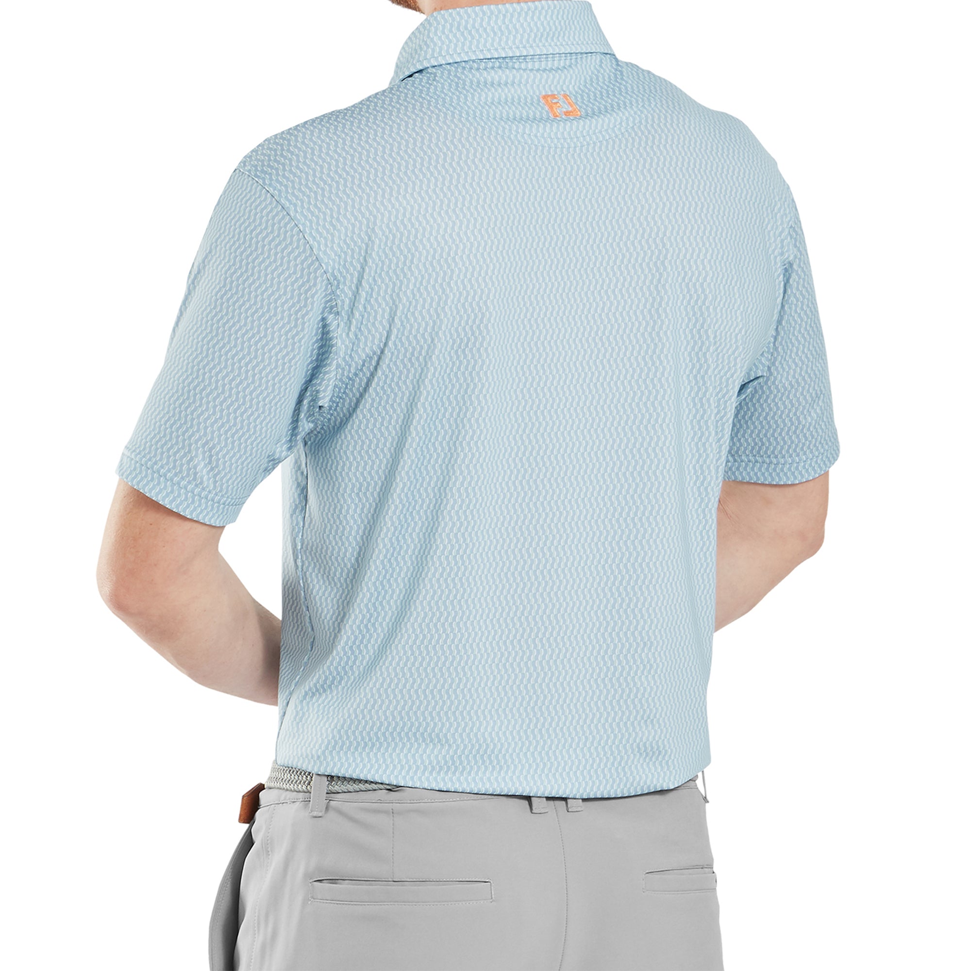 FootJoy Wiggle Print Lisle Golf Shirt - Blue Jay/White - 34002 ...