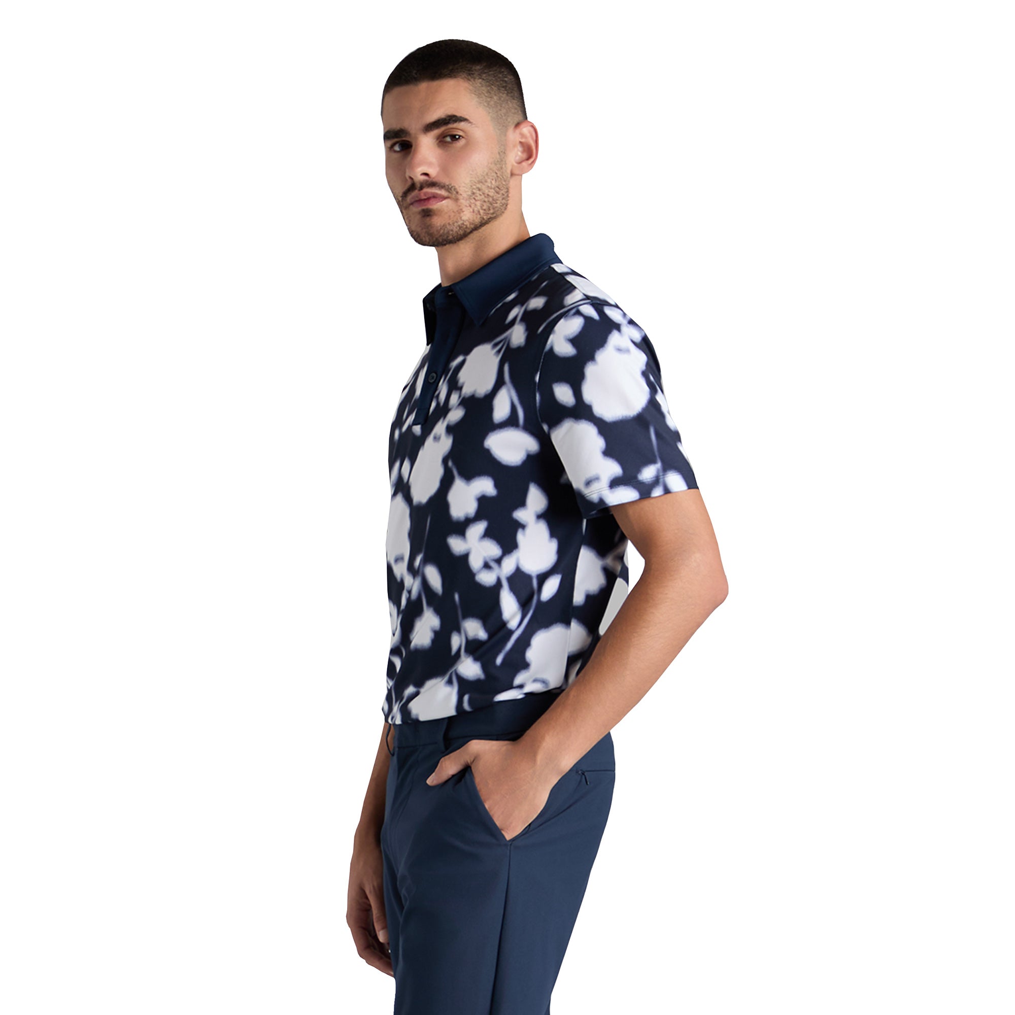 G/FORE Blur Floral Tech Jersey Polo Shirt - Twilight - GMP000080-TWLT ...