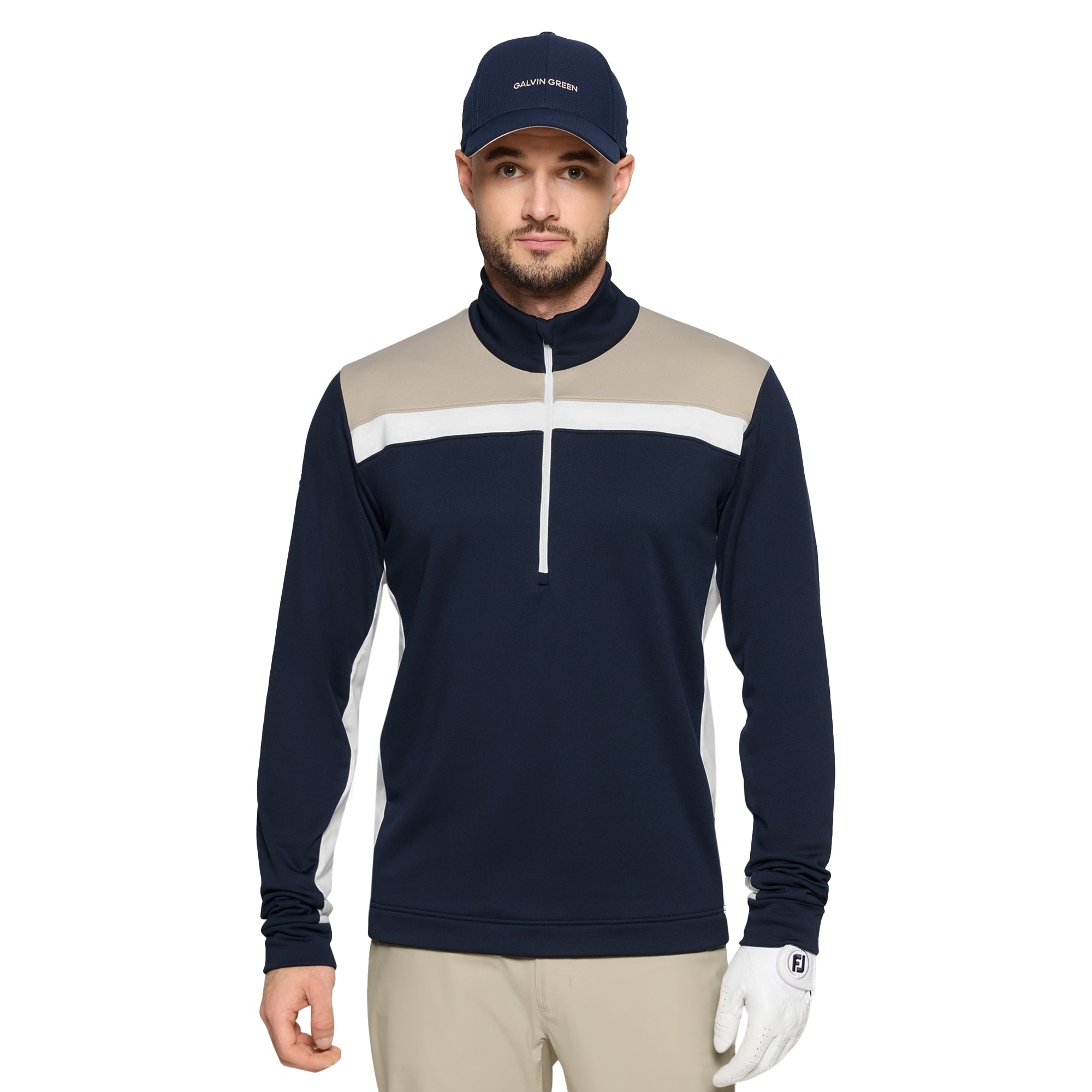Galvin Green Dean Insula Golf Pullover - Sand/Navy/White 8704 - Function18