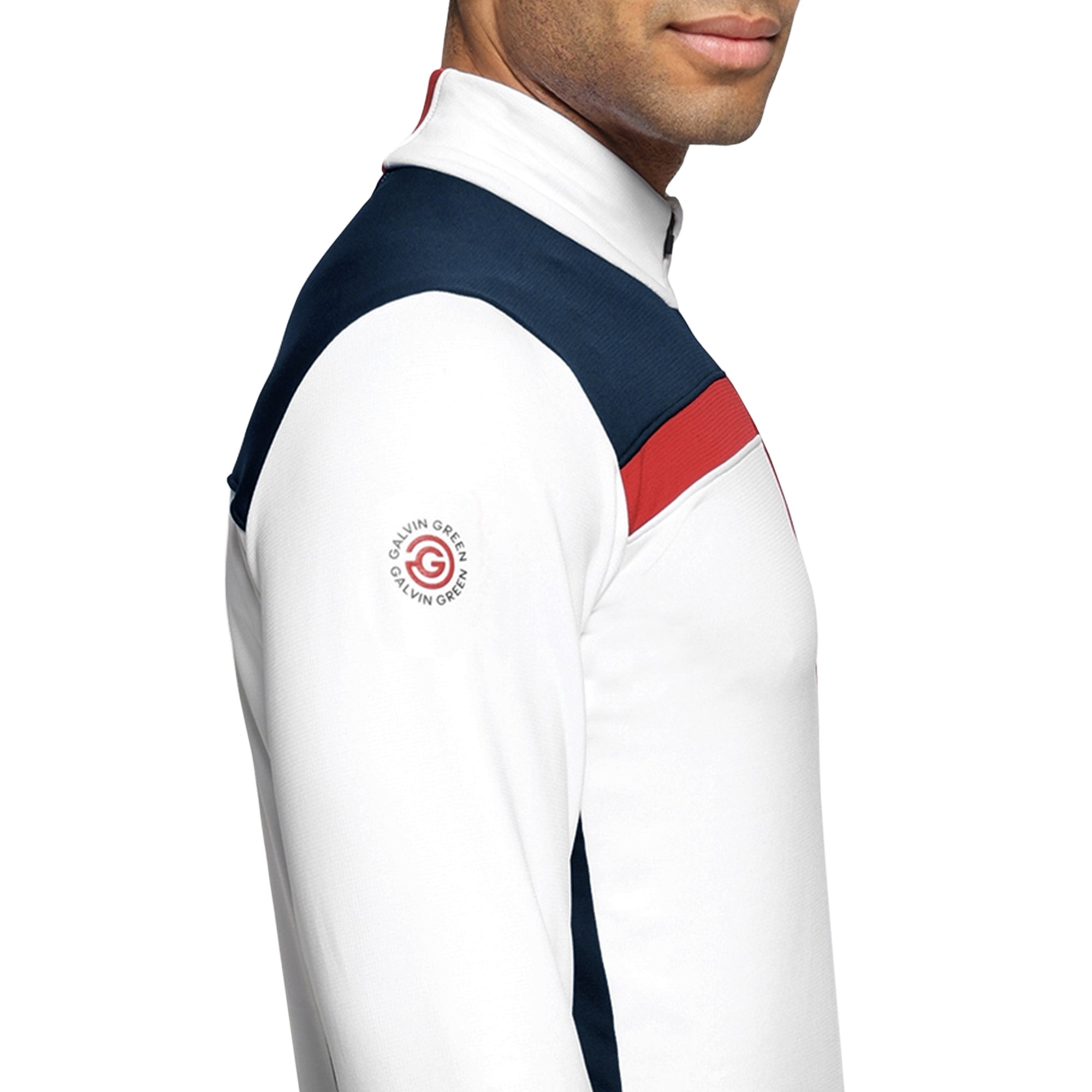 Galvin Green Dean Insula Golf Pullover - White/Navy/Red 8807 - Function18