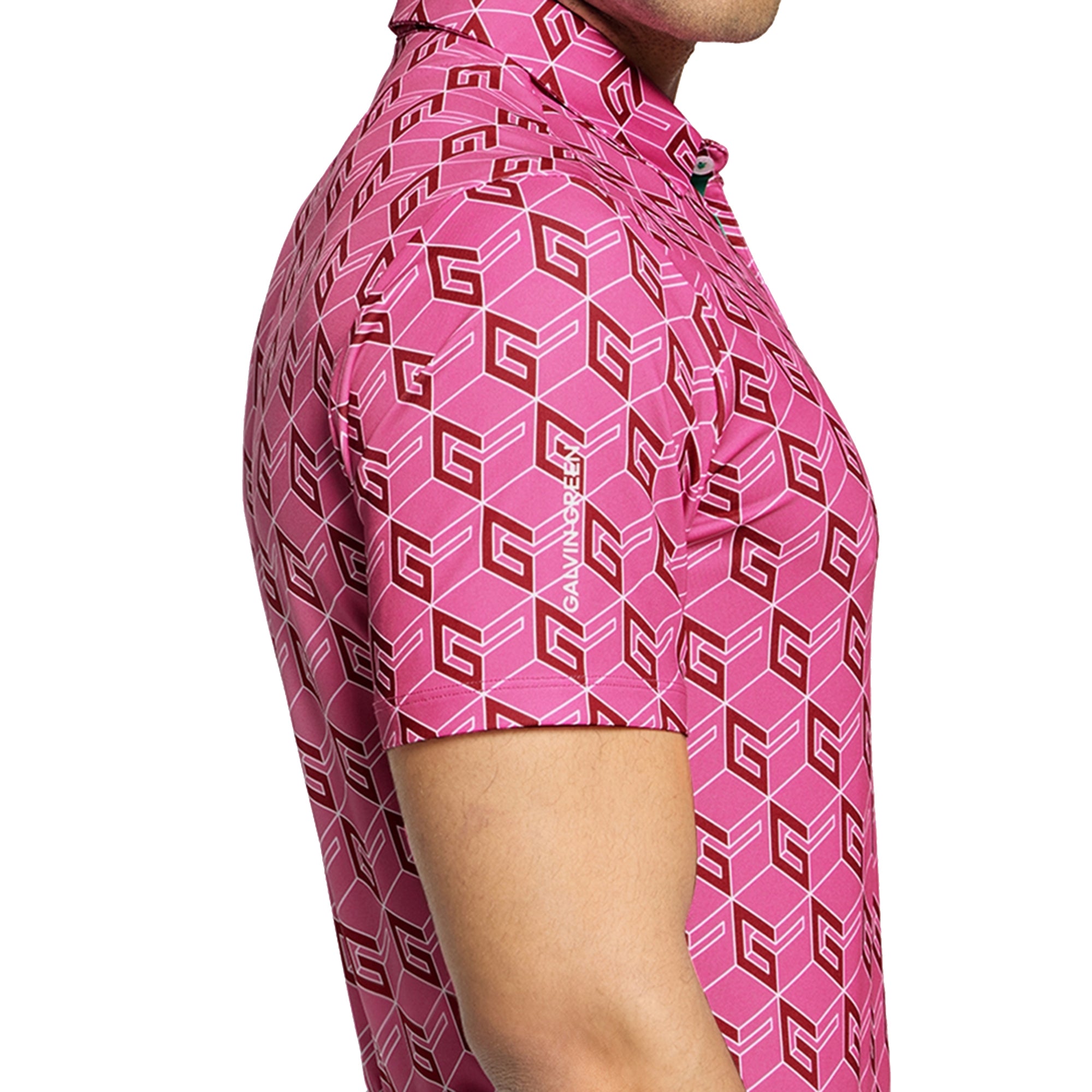 Galvin Green Martinez Ventil8+ Golf Shirt - Pink/Green 8732 - Function18
