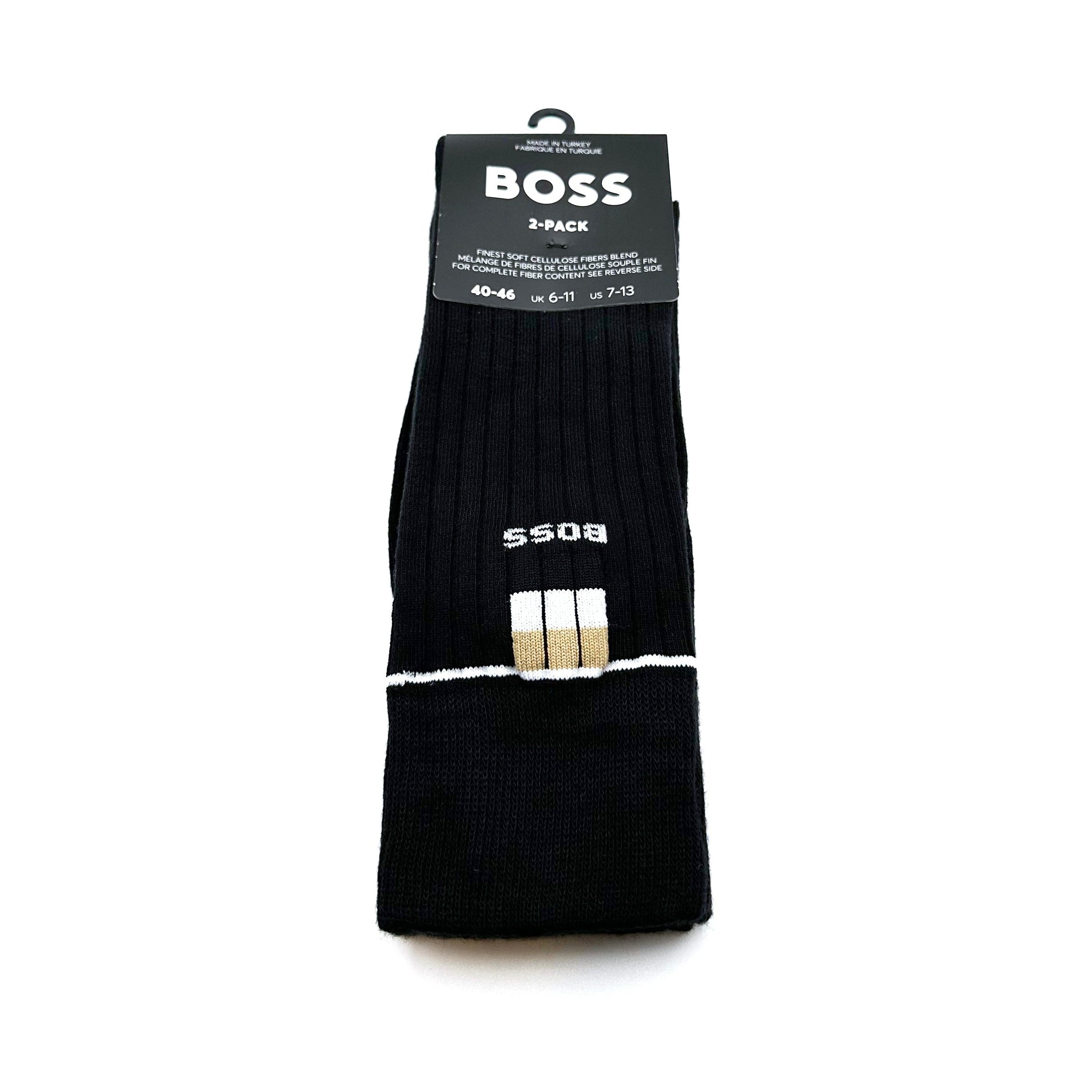 BOSS 2 Pair RS Fine Rib Socks 50524311 Black 001 | Function18