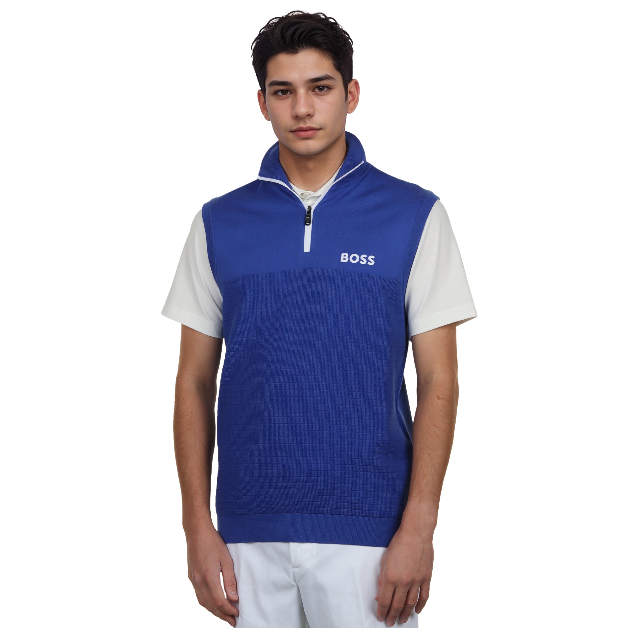 BOSS K_Birdie 1/4 Zip Vest WI25 - Dazzling Blue 422 - 50541954-422 ...