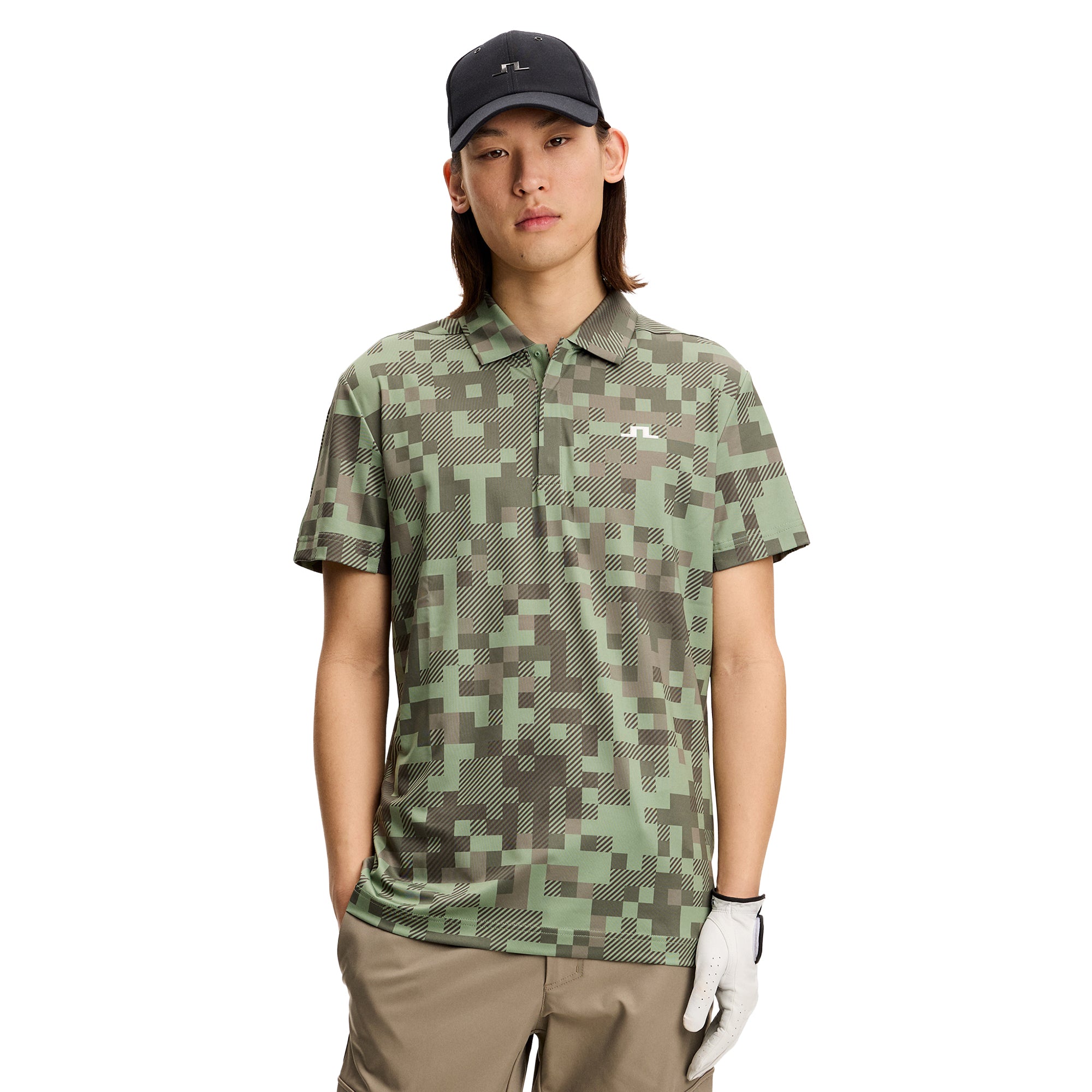 J.Lindeberg Golf Dario Tour Print Polo Shirt SS26 - Tour 26 Tonal Green ...
