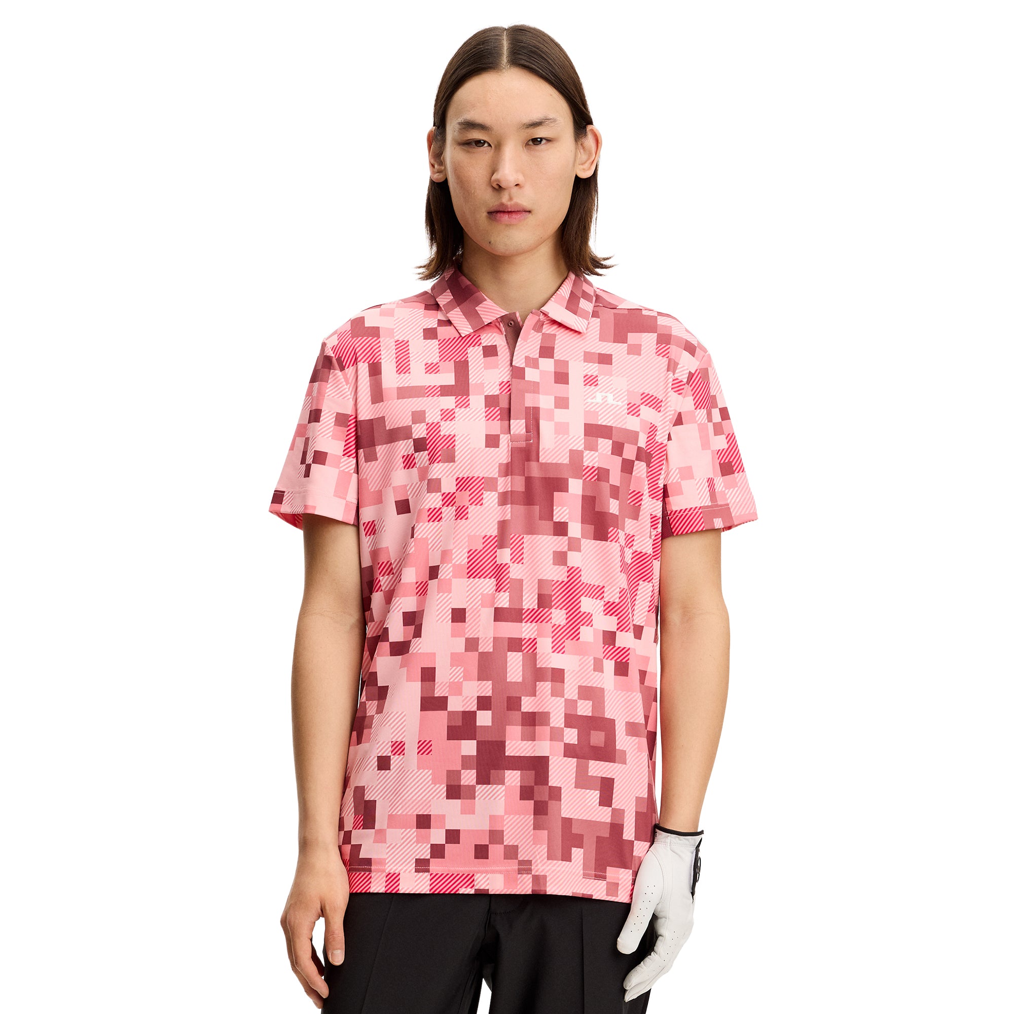 J.Lindeberg Golf Dario Tour Print Polo Shirt SS26 - Tour 26 Pink S239 ...