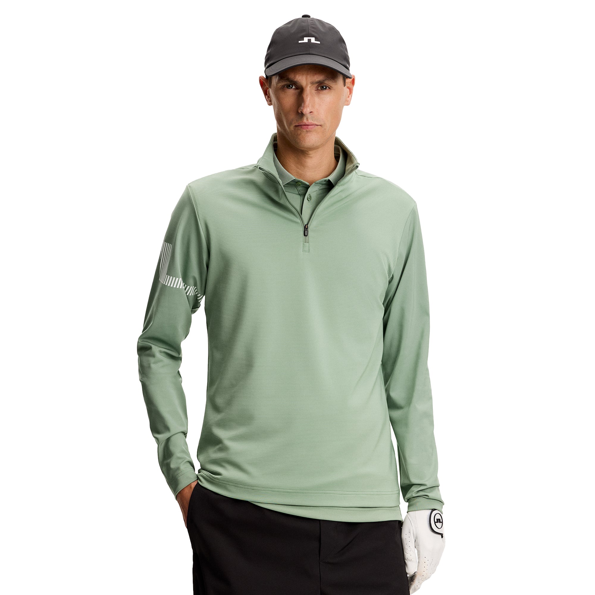 J.Lindeberg Golf Heath Strike Mid Layer SS26 - Hedge Green M286 ...