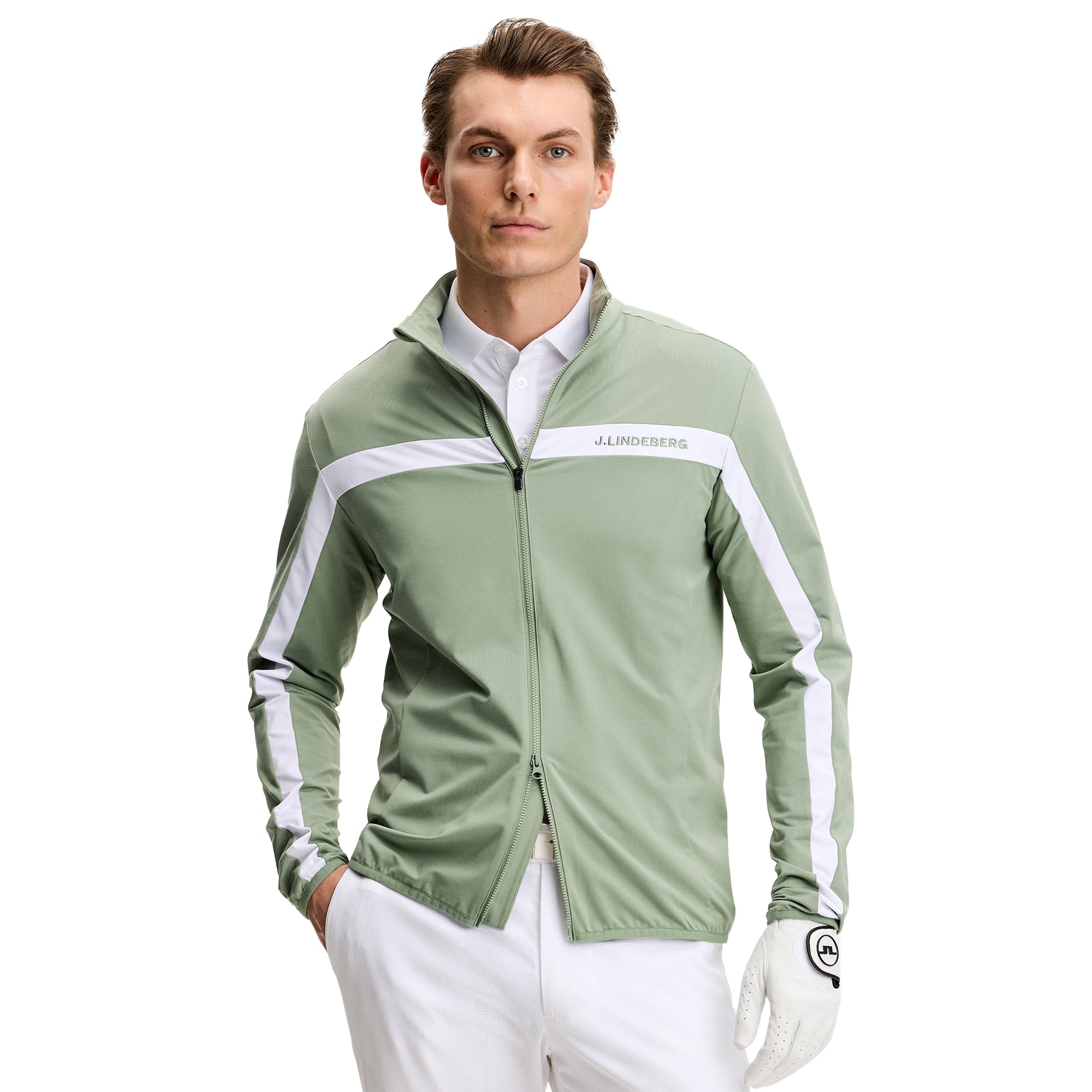 J.Lindeberg Golf Jarvis Mid Layer Jacket SS26 - Hedge Green M286 ...