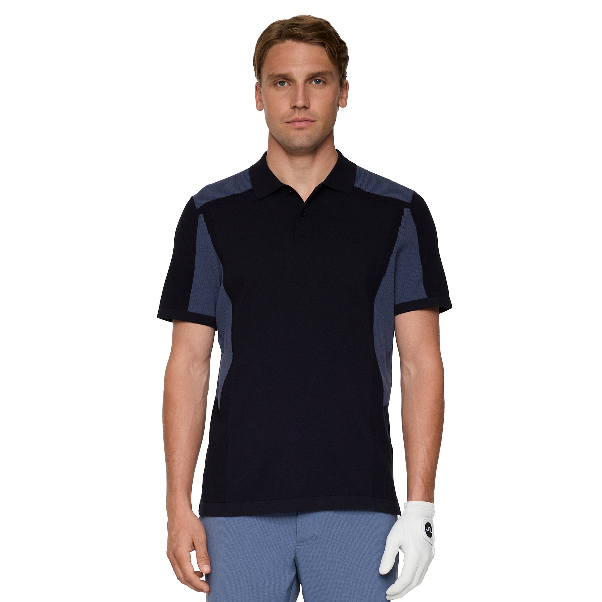 J.Lindeberg Golf Ruben Knitted Polo Shirt FW25 - JL Navy 6855 ...