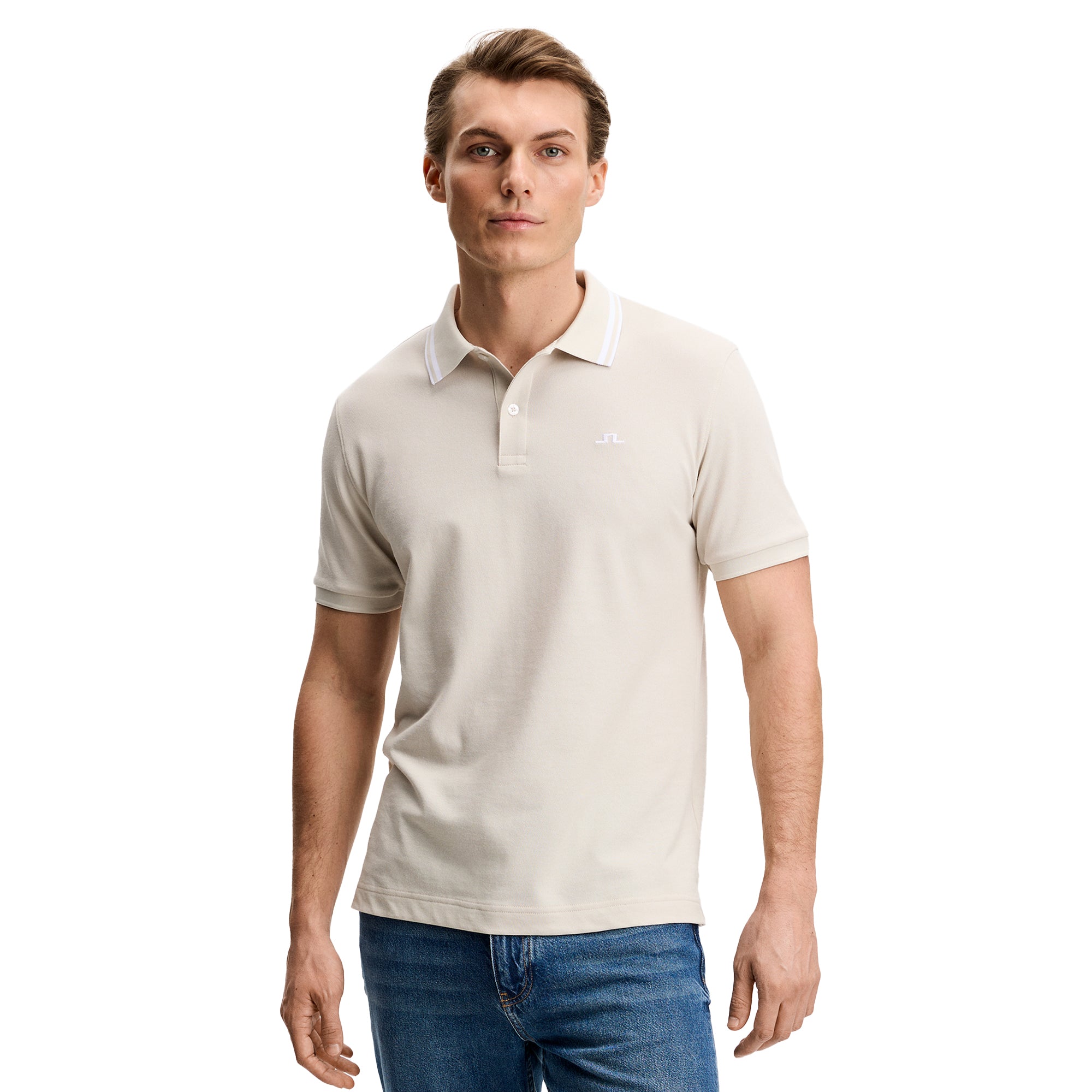 J.Lindeberg Joey Tipping Polo Shirt SS26 - Moonbeam U029 - BMJT15739 ...