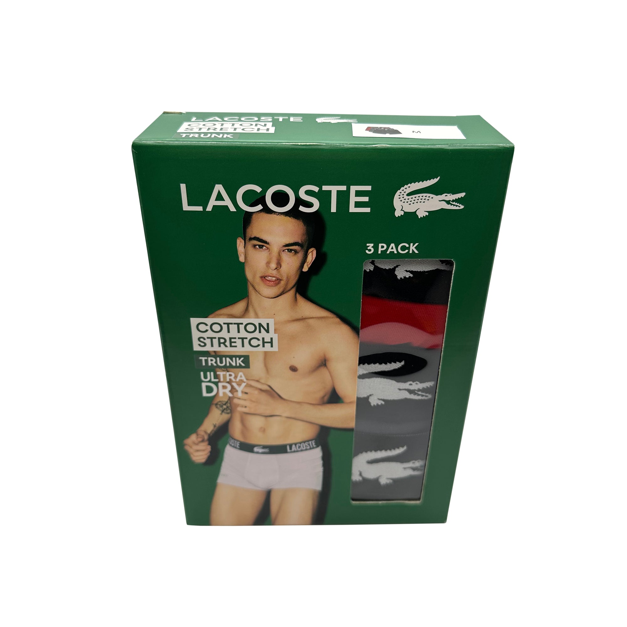 Lacoste Cotton Stretch Ultra Dry Trunk 3-Pack - Black/Font Red F47 ...