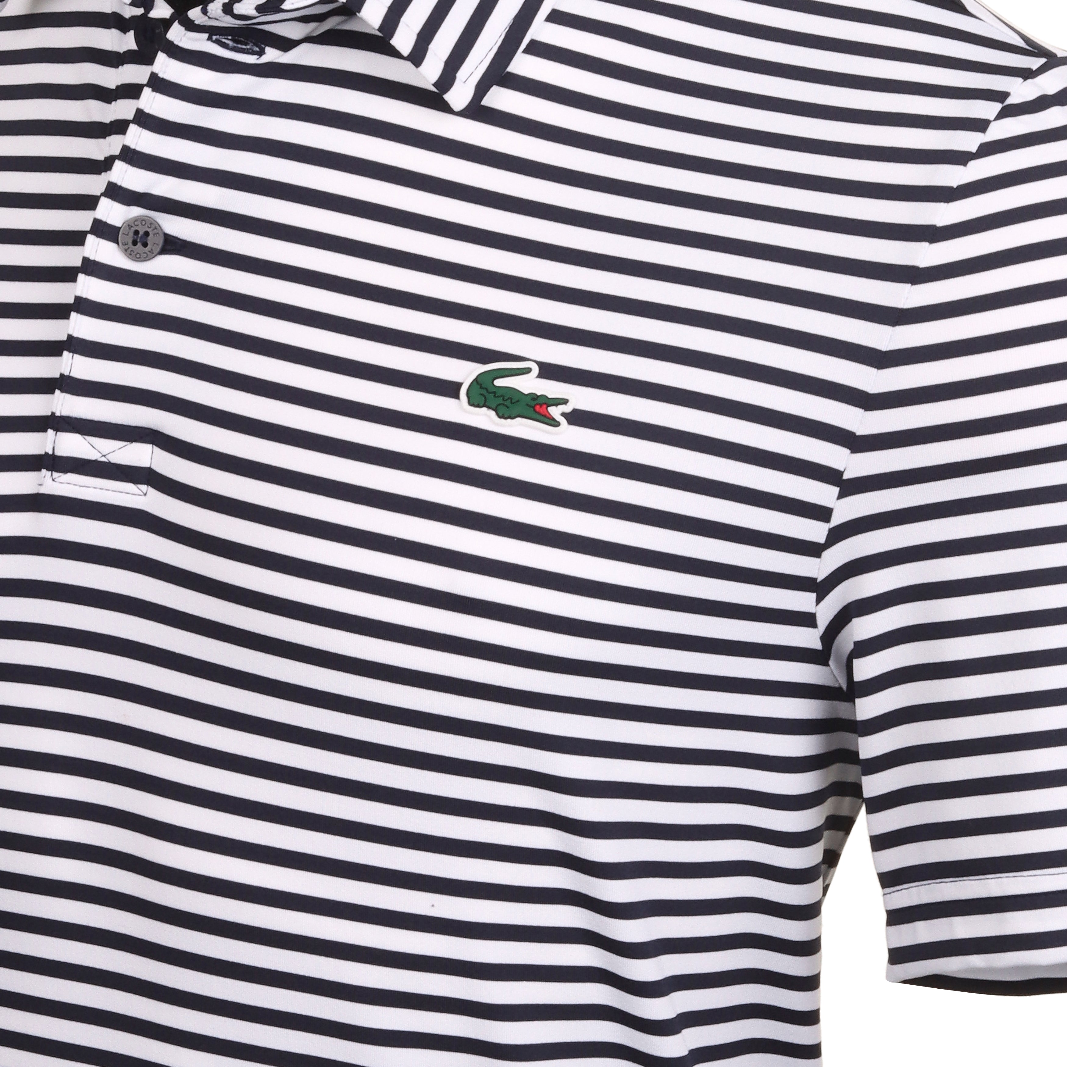Lacoste Golf All Over Stripe Polo Shirt DH7418 Navy White 525 & Function18