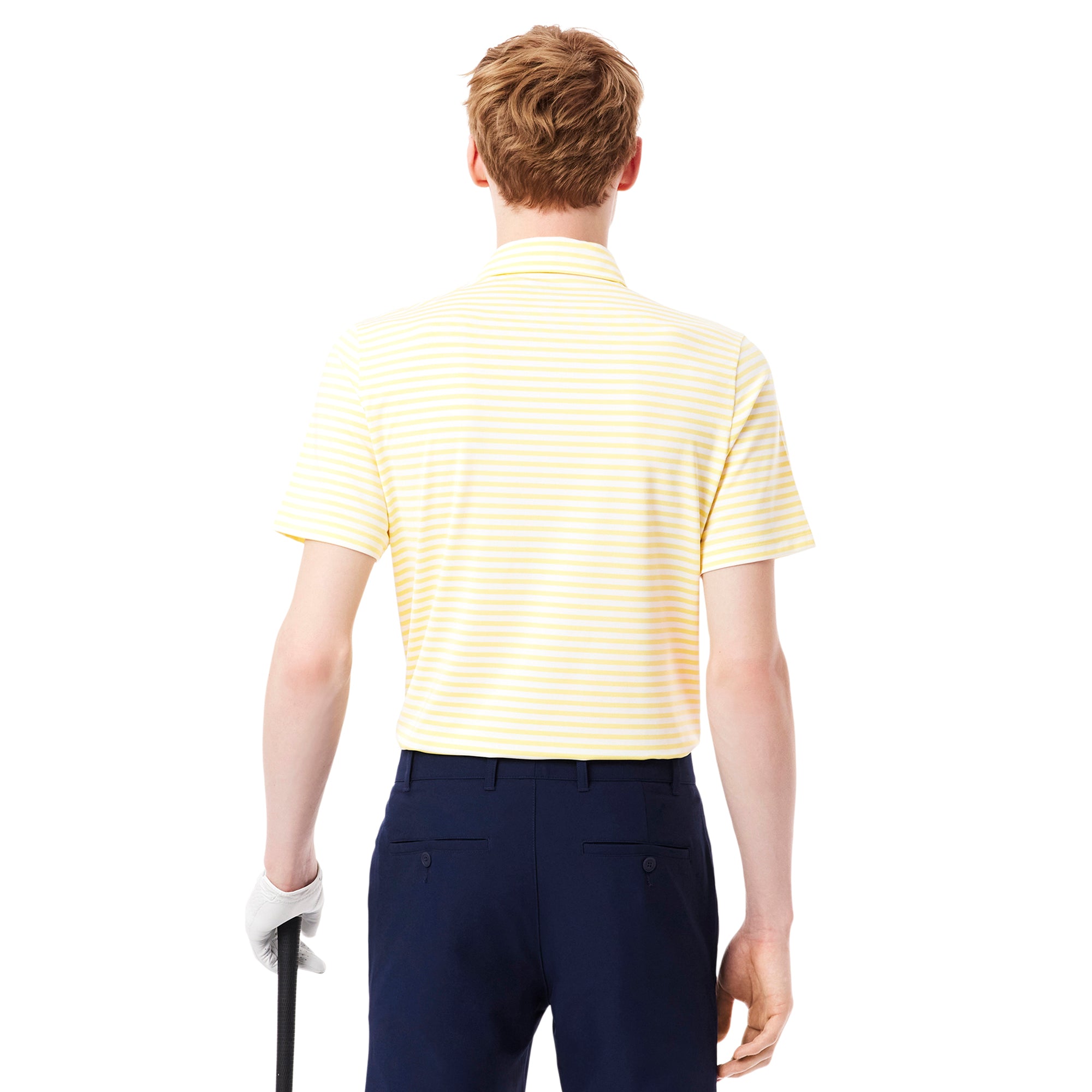 Lacoste Golf All Over Stripe Polo Shirt - White/Yellow KBA - DH7418-KBA ...