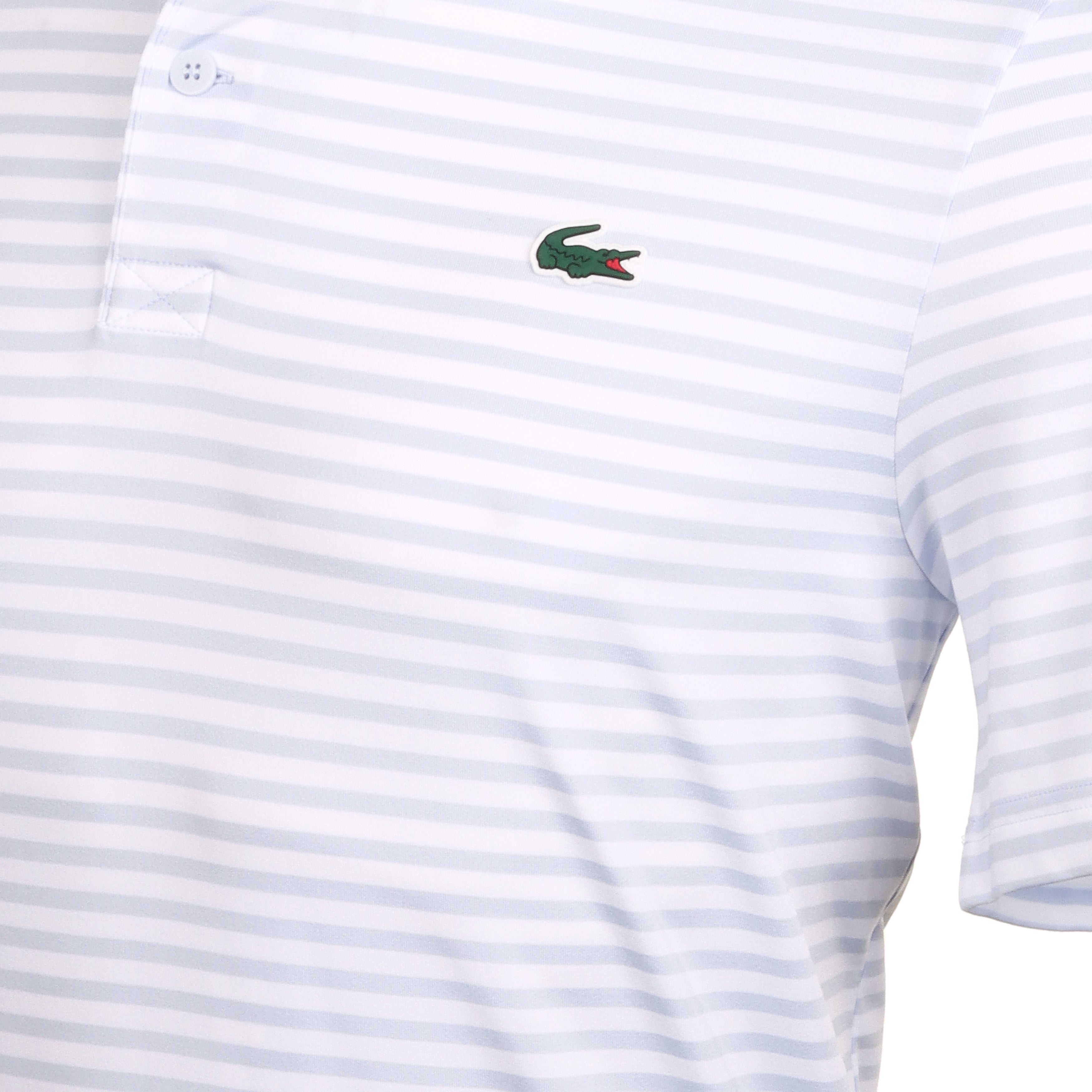 Lacoste Golf All Over Stripe Polo Shirt DH7418 Light Blue White S14 ...