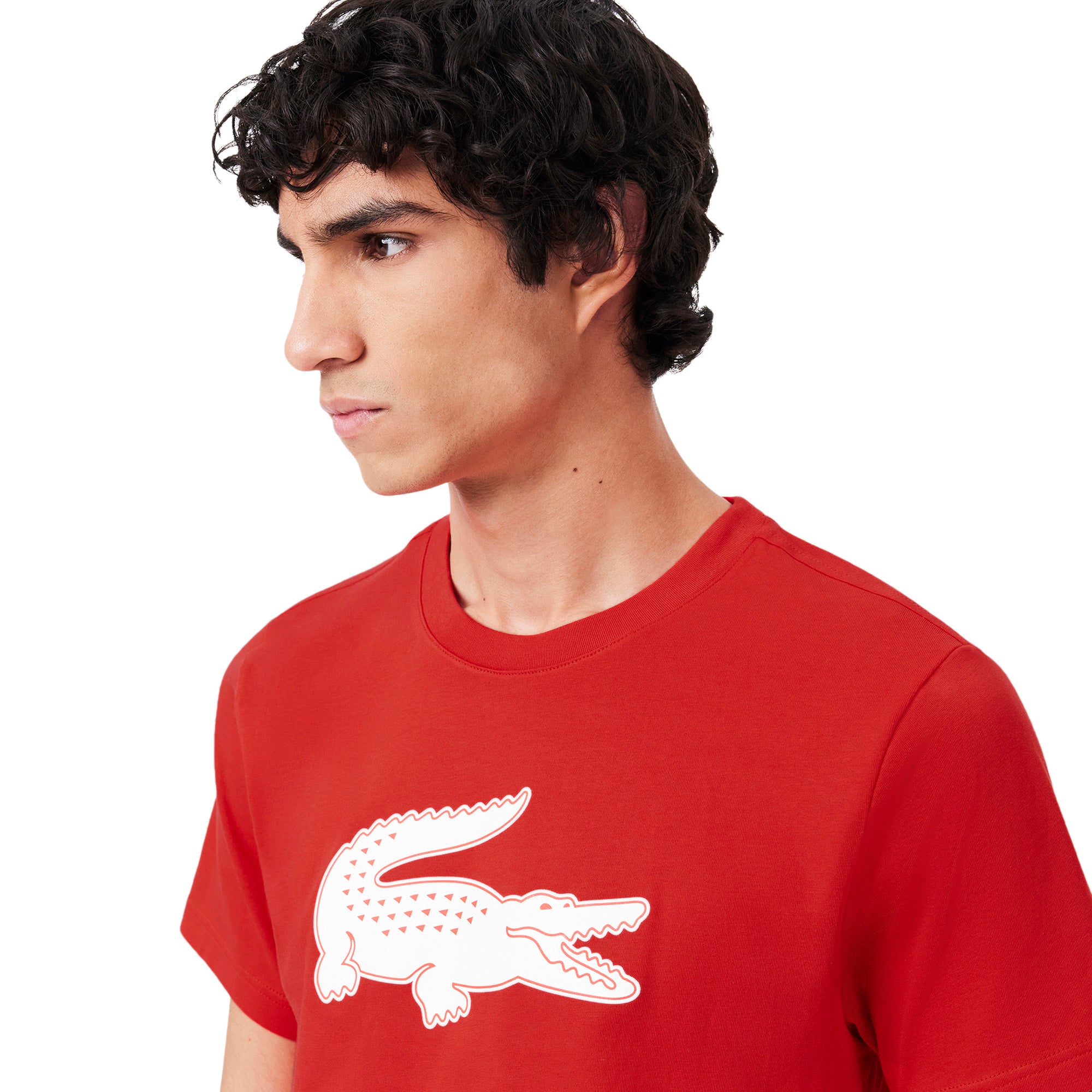 Lacoste Large Croc Print Tee Shirt - Red/White A3f - TH2042-A3F ...