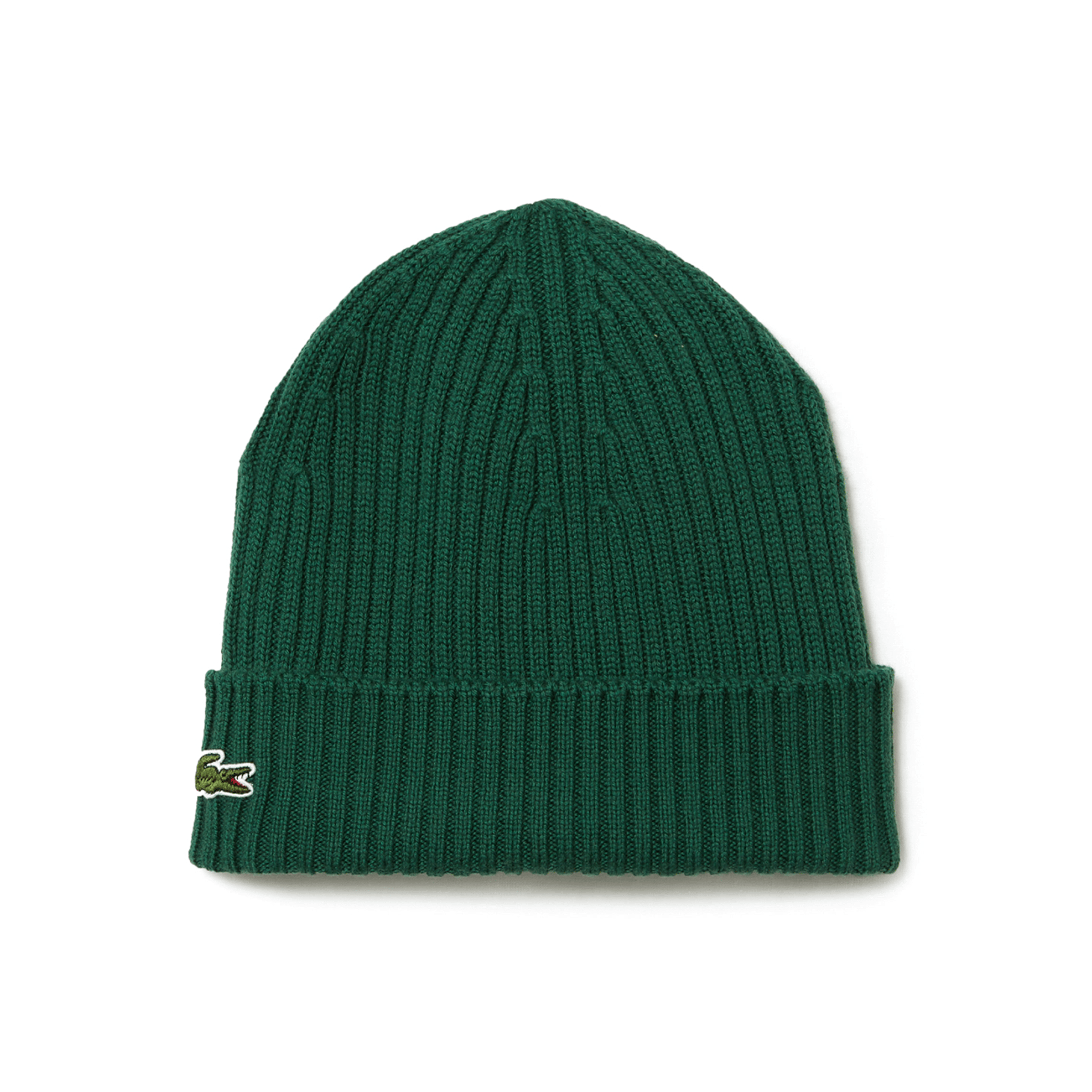 Lacoste Ribbed Wool Beanie Hat RB0001 Green 132 | Function18