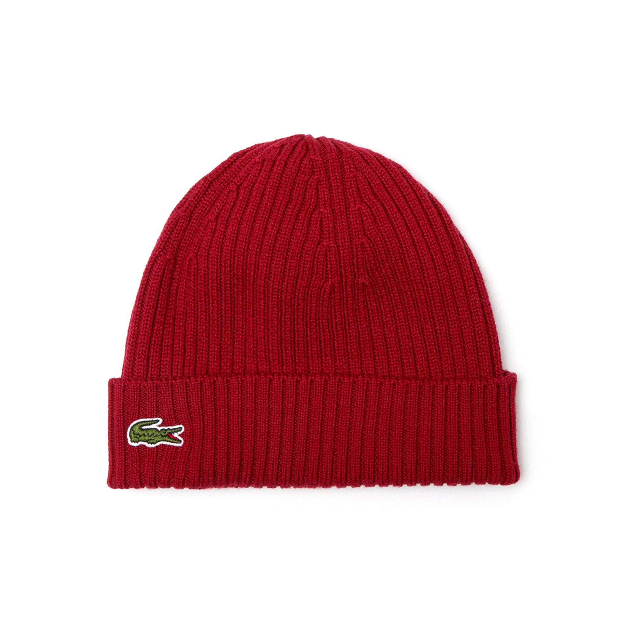 Lacoste Ribbed Wool Beanie Hat RB0001 Bordeaux 476 | Function18