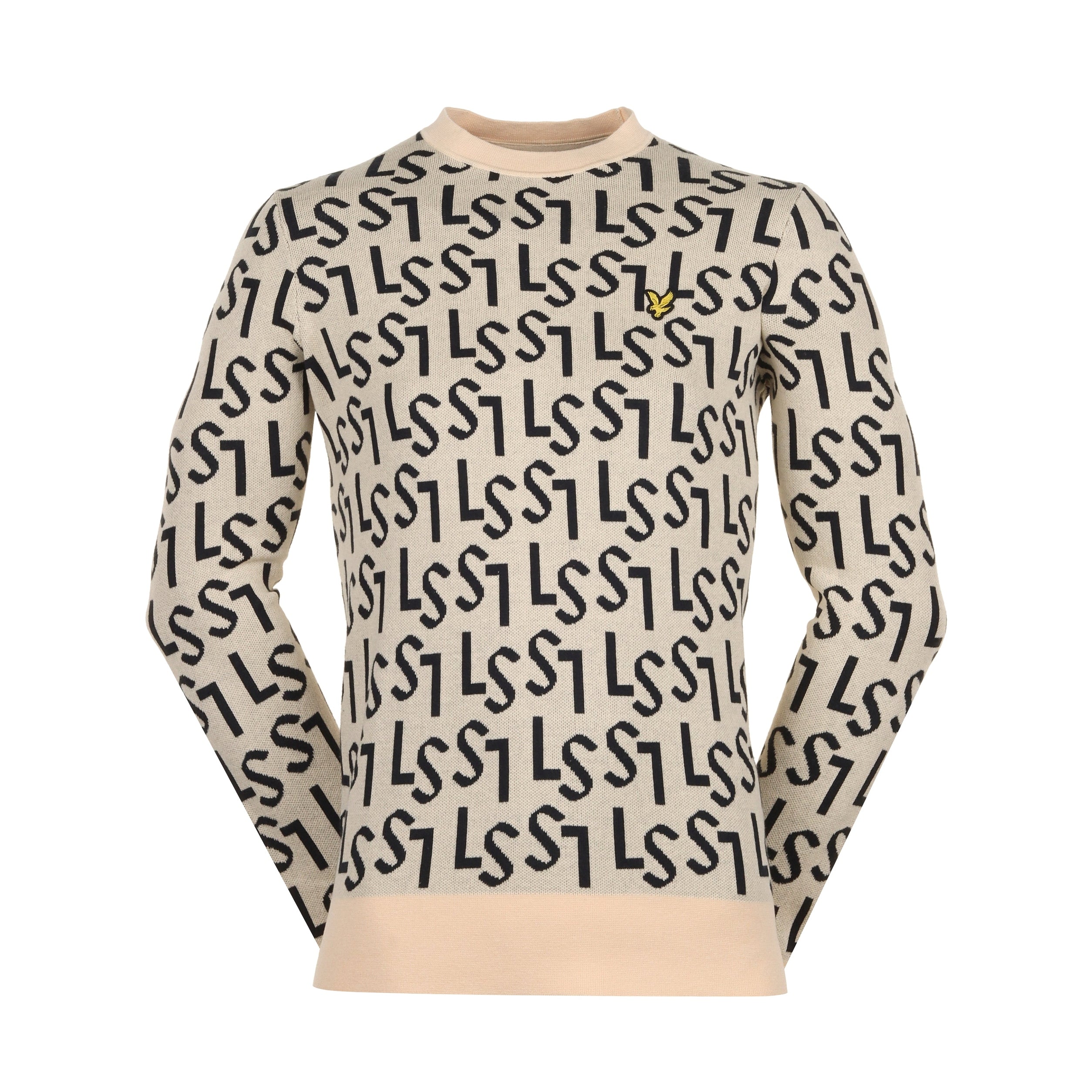 Lyle & Scott Golf Monogram Knitted Crew Neck KN2065G Sand Dune X183 ...