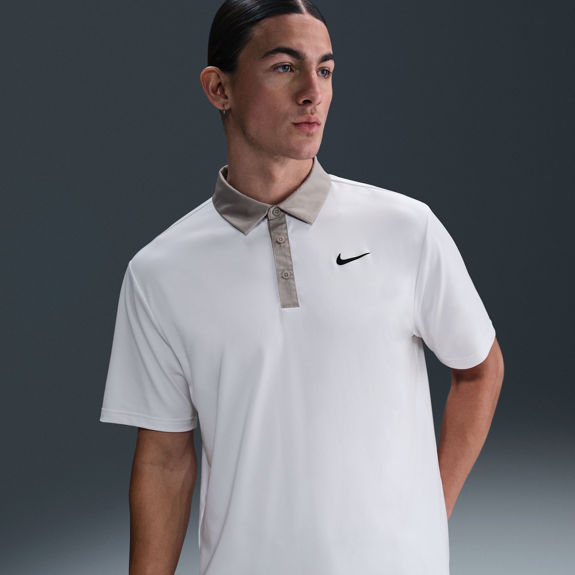 Nike Golf Dri-Fit Tour Contrast Shirt - White/College Grey 100 - FZ7501 ...