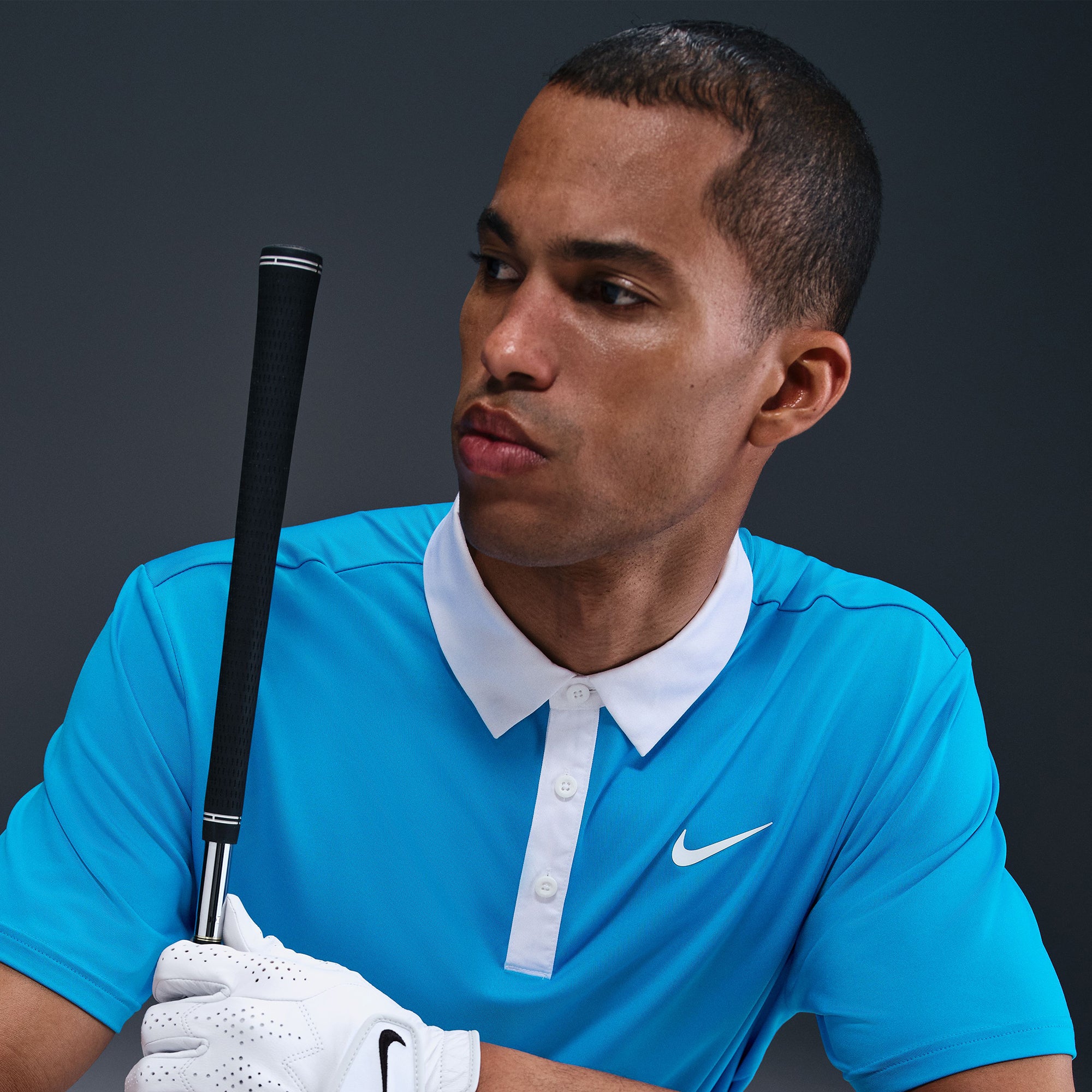 Nike Golf Dri-Fit Tour Contrast Shirt - Laser Blue/White 430 - FZ7501 ...
