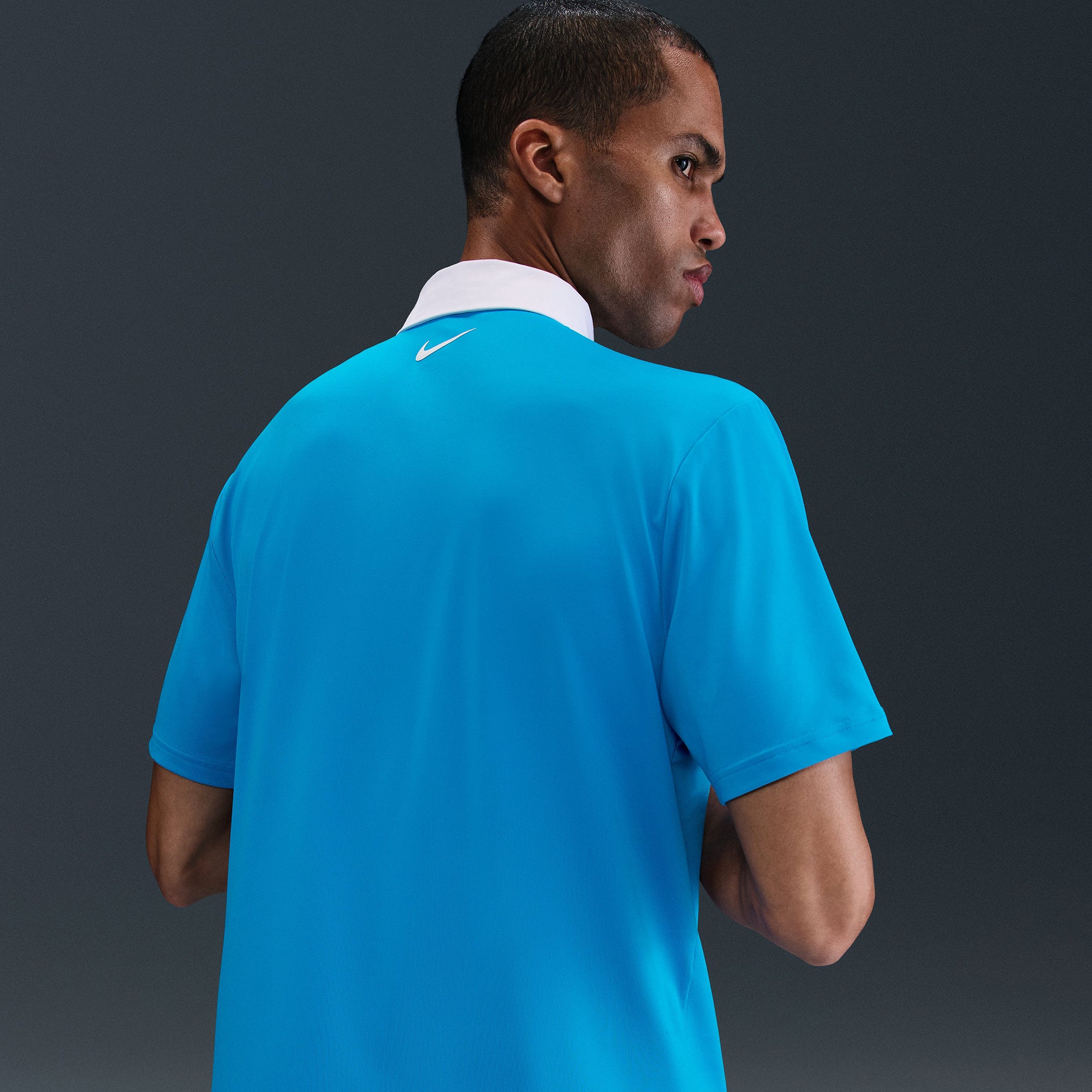Nike Golf Dri-Fit Tour Contrast Shirt - Laser Blue/White 430 - FZ7501 ...