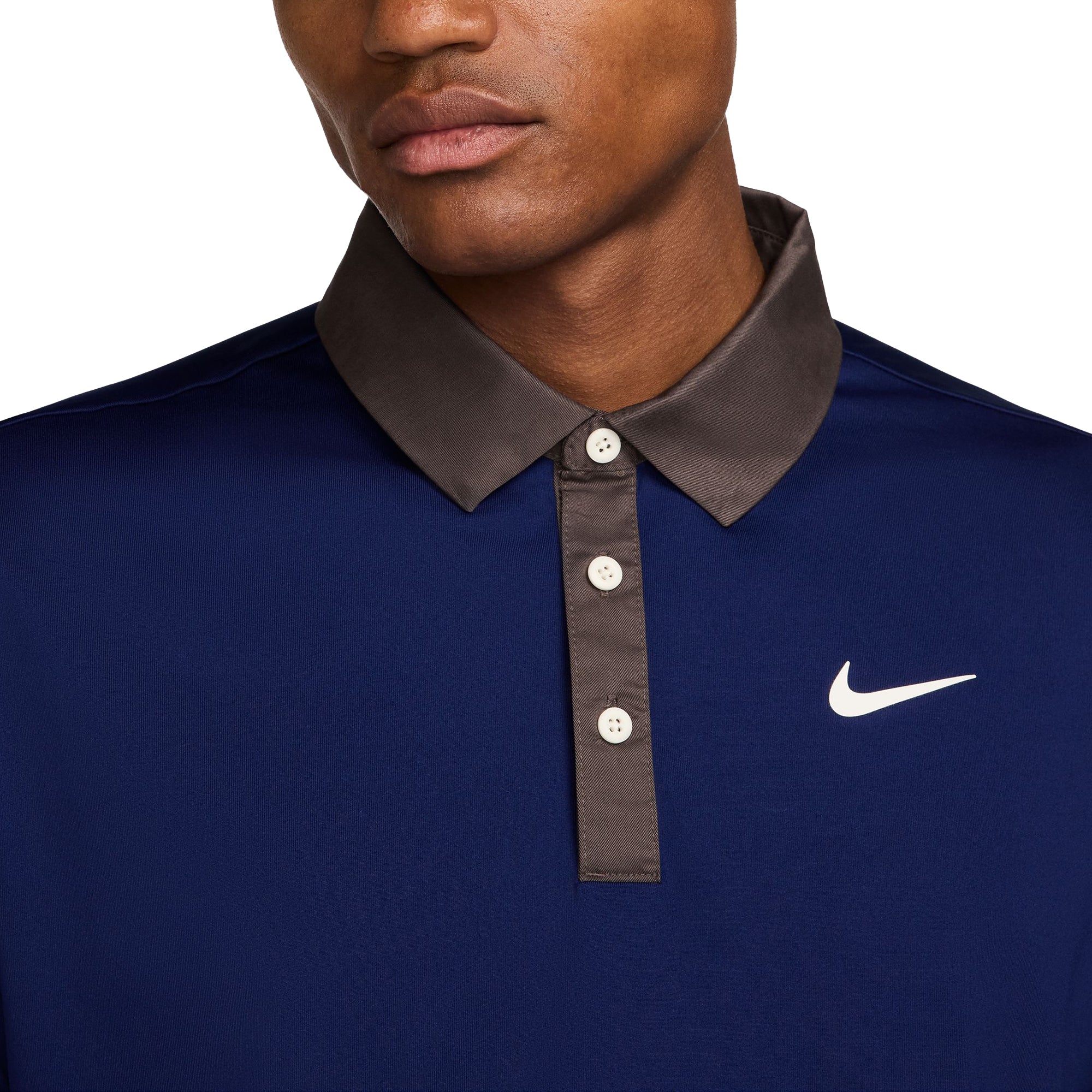 Nike Golf Dri-Fit Tour Contrast Shirt - Blue Void/Baroque Brown 492 ...