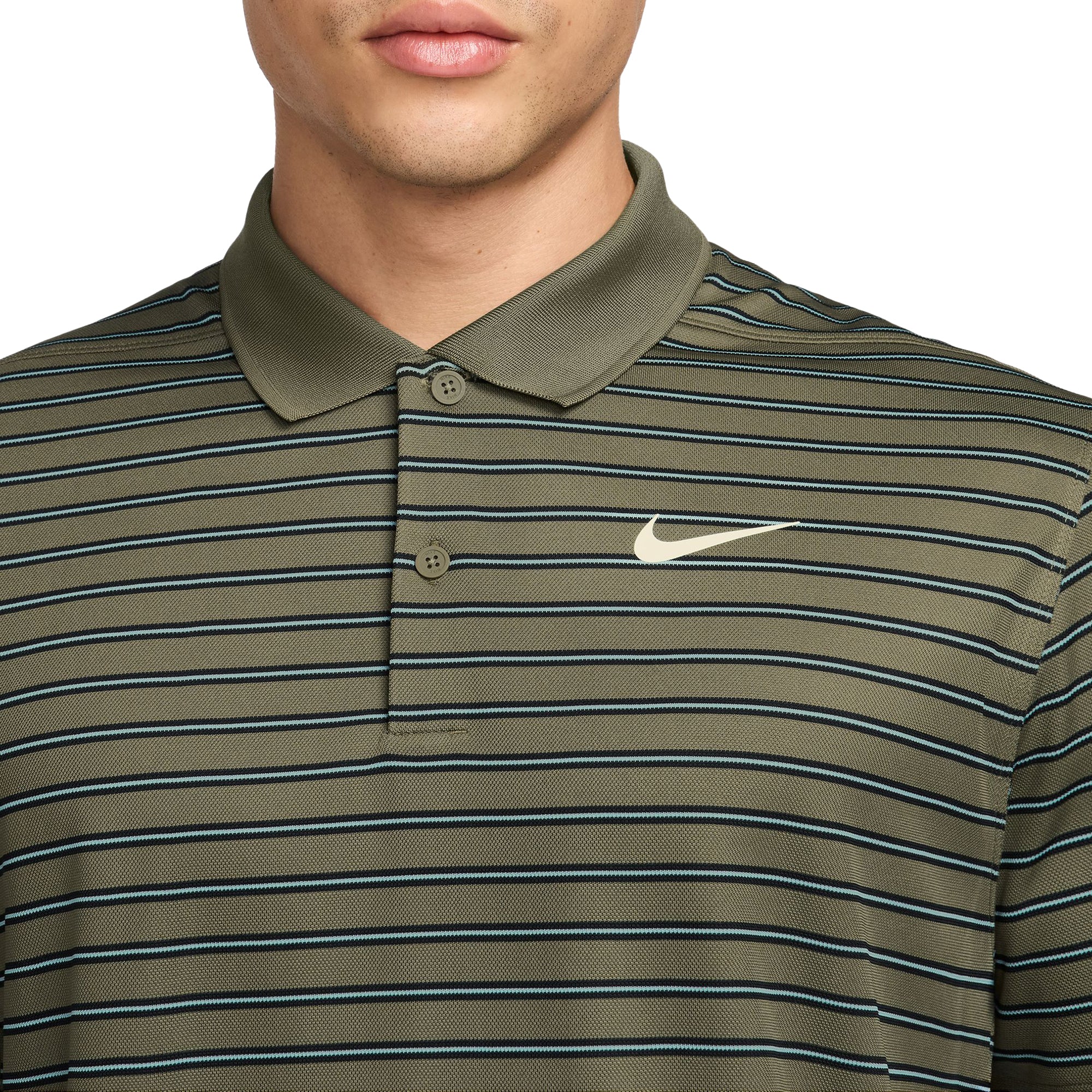 Nike Golf Dri-Fit Victory Stripe Shirt - Medium Olive/Pale Ivory 222 ...