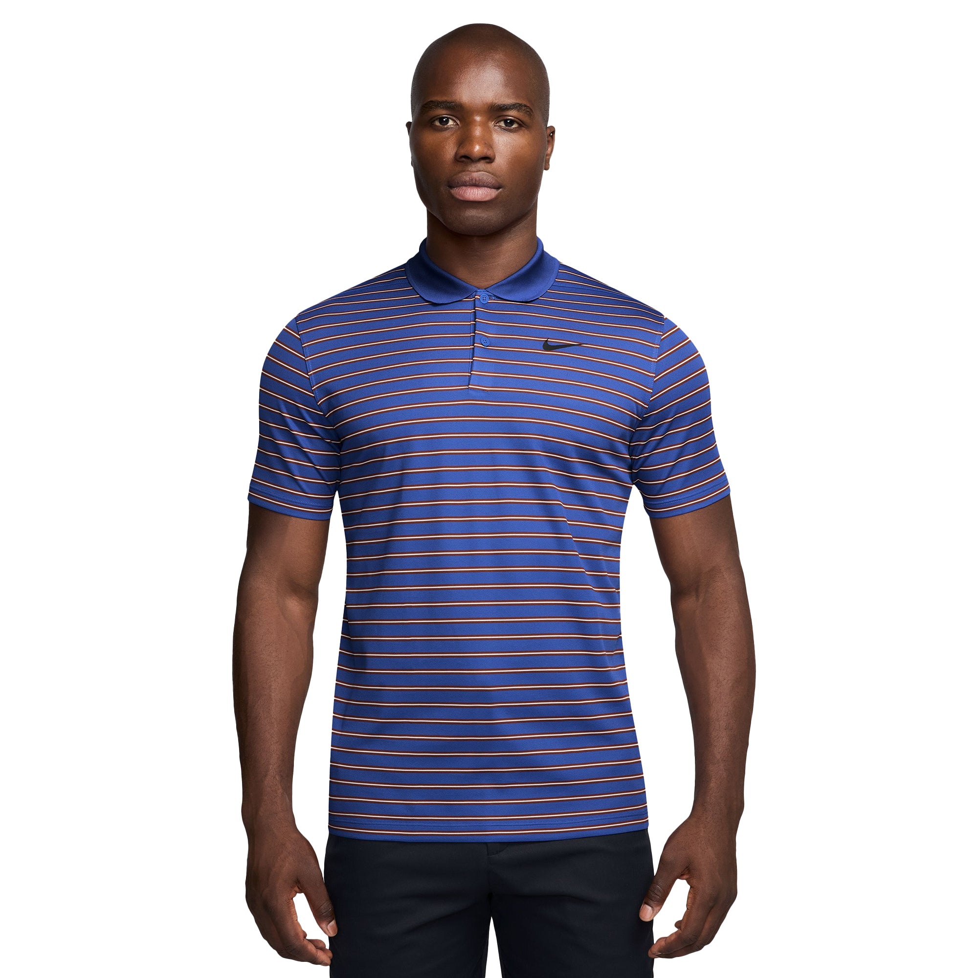 Nike Golf Dri-Fit Victory Stripe Shirt - Astronomy Blue/Mars Stone 490 ...
