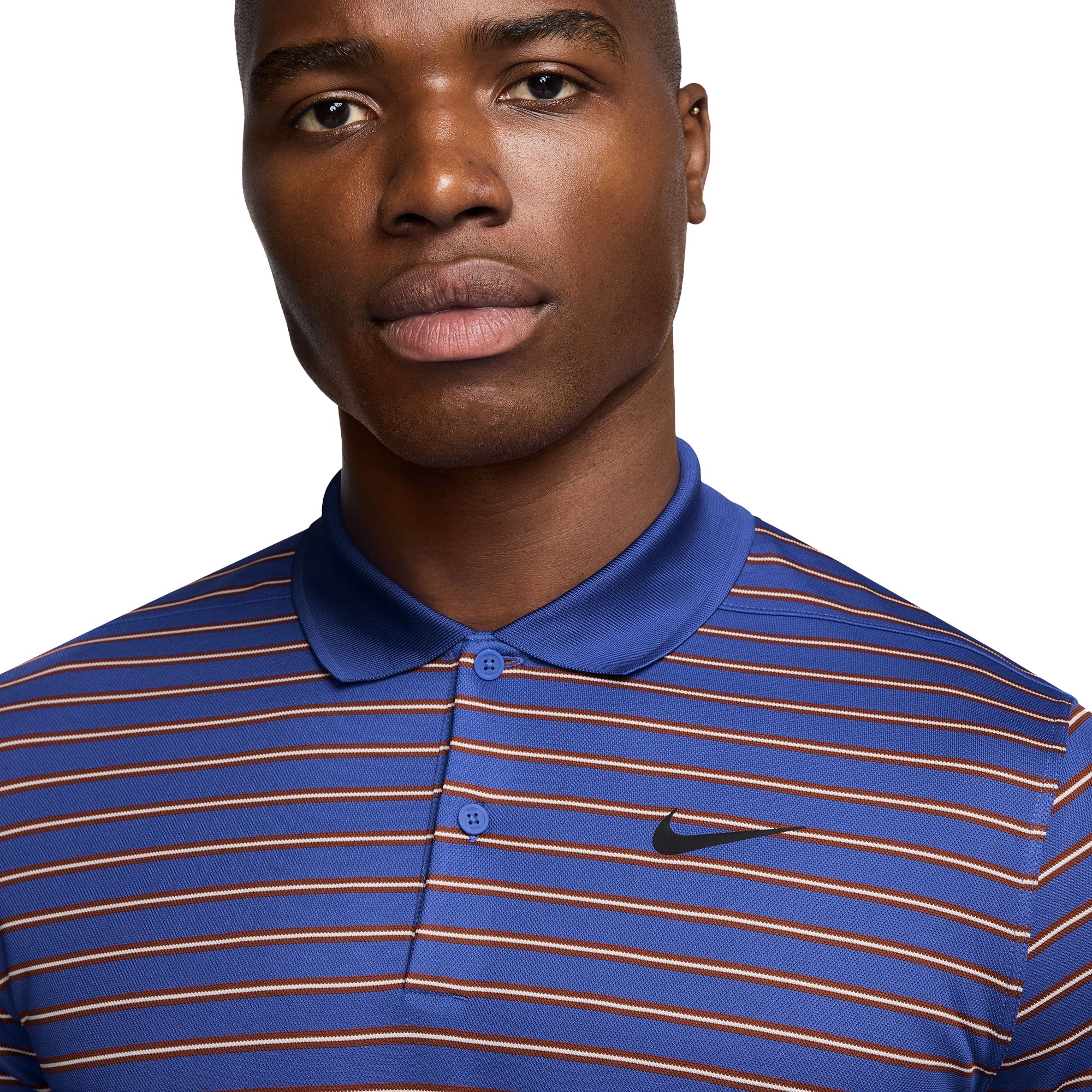 Nike Golf Dri-Fit Victory Stripe Shirt - Astronomy Blue/Mars Stone 490 ...