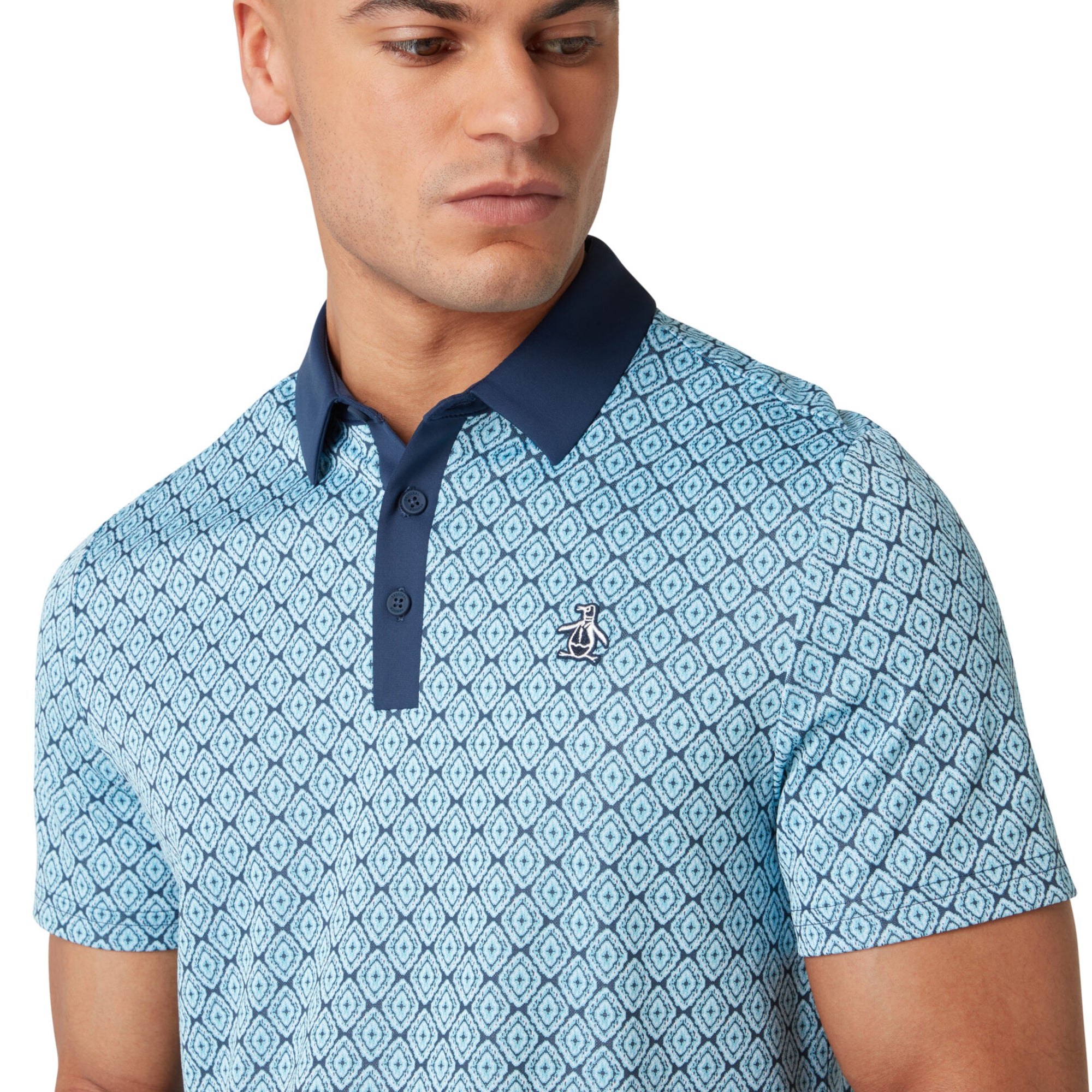 Original Penguin Golf Bohemian Jacquard Polo Shirt - Black Iris 417 ...