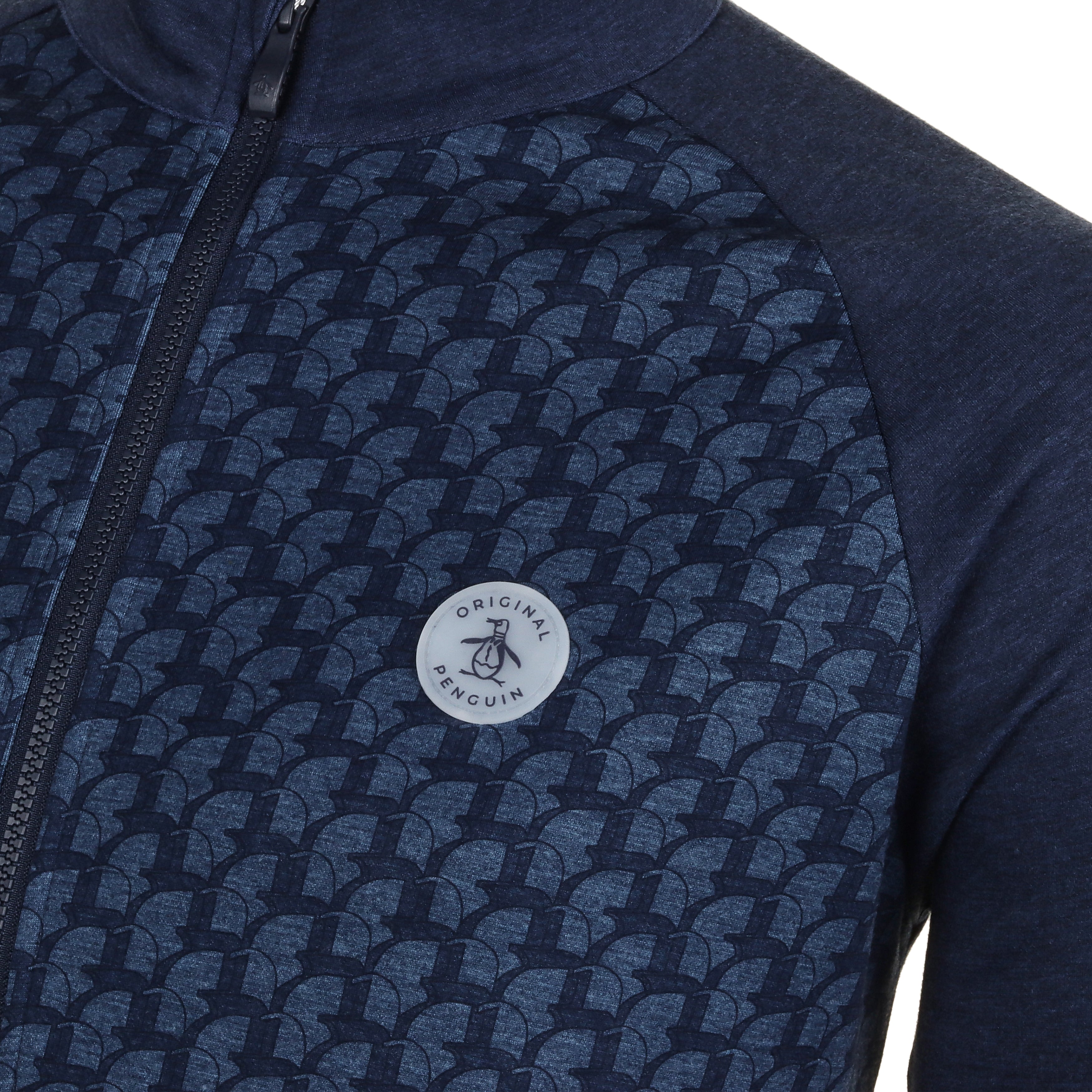 Original Penguin Golf Heritage Full Zip Jacket - Black Iris Heather 413 ...