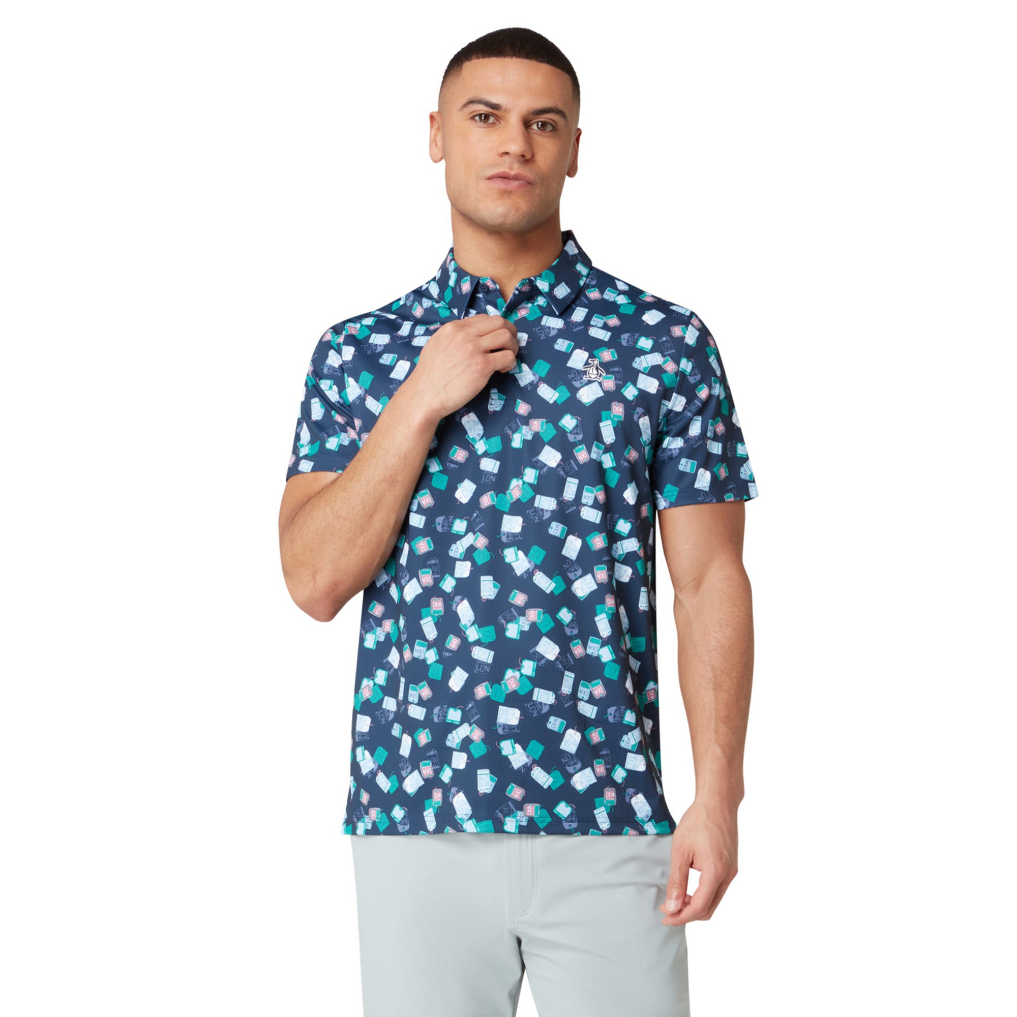 Original Penguin Golf Travel Tag Polo Shirt - Black Iris 417 - OGKSF014 ...