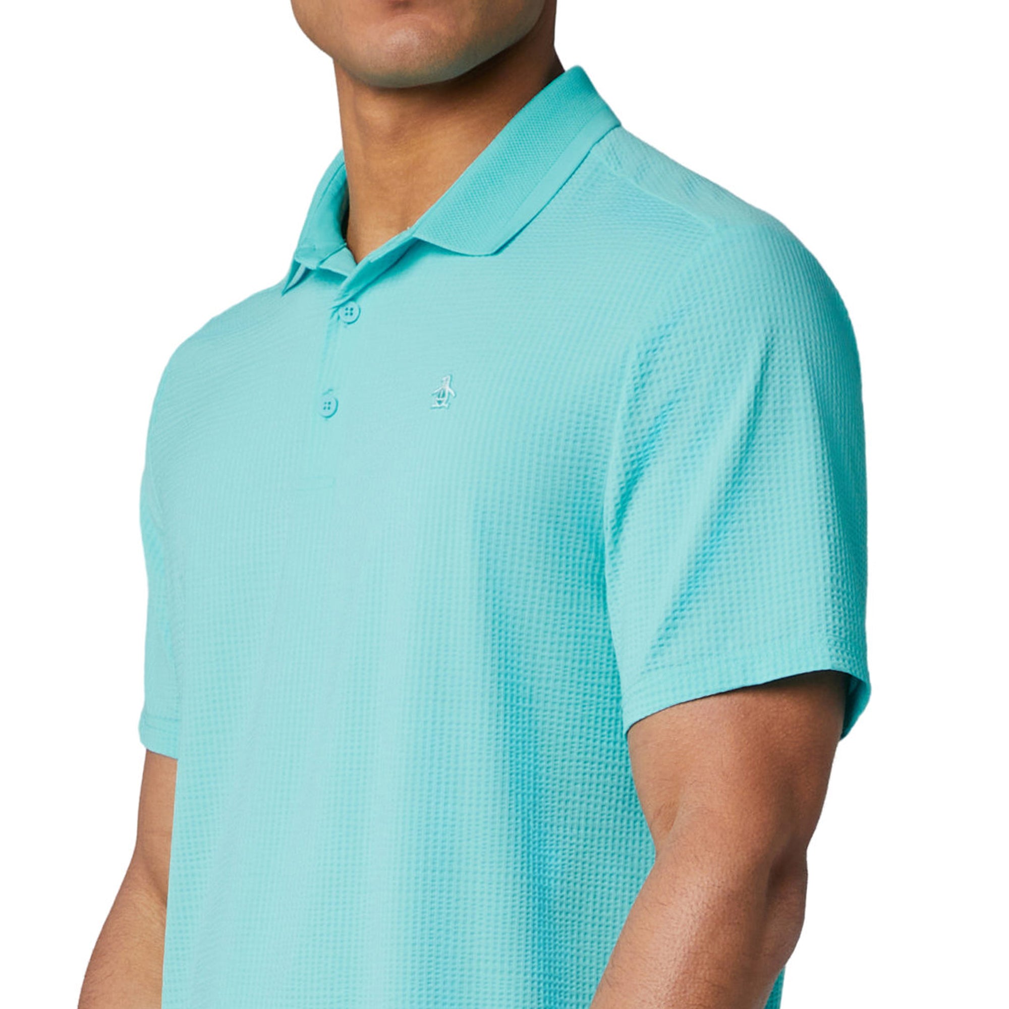 Original Penguin Golf The Seersucker Drivers Polo Shirt - Blue Radiance ...