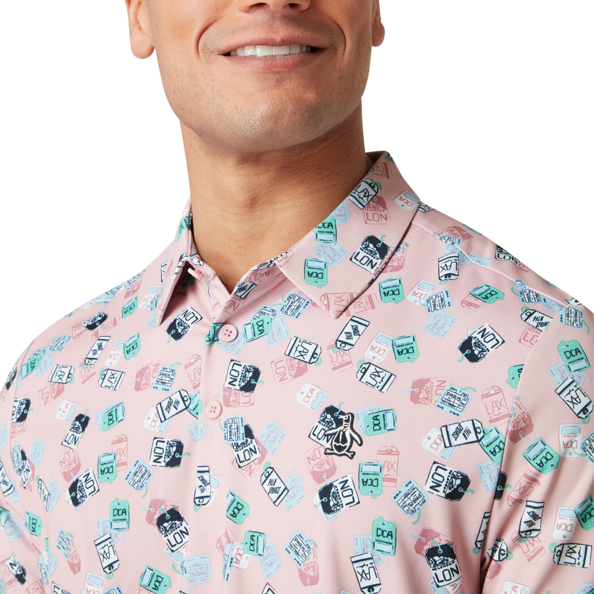 Original Penguin Golf Travel Tag Polo Shirt - Charm Pink 689 - OGKSF014 ...