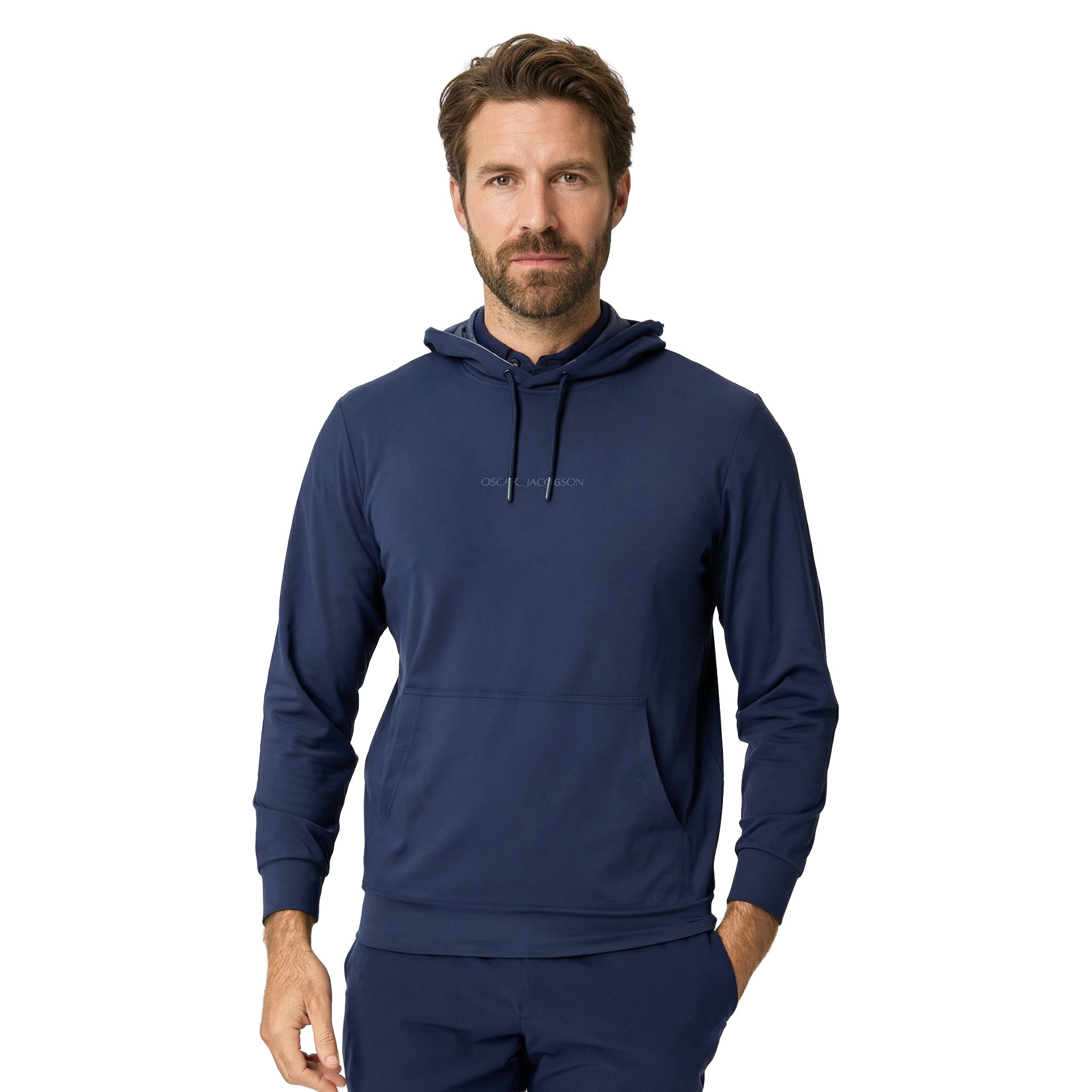 Oscar Jacobson Denbigh Hooded Pullover - Navy - OJTOP0340-Navy - Function18